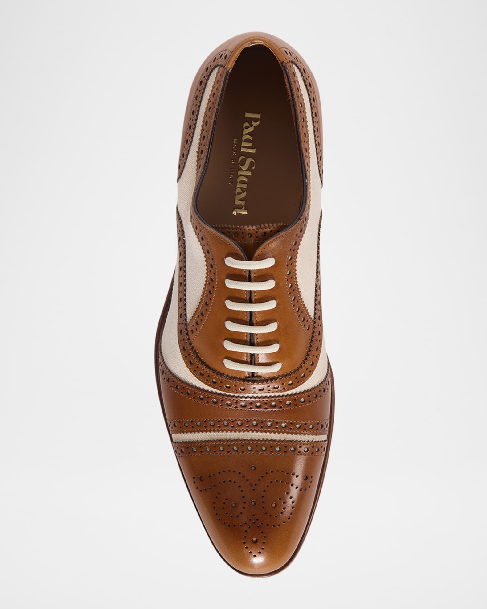 Paul Stuart Men's Specter Canvas and Brogue Leather Derby Shoes ...