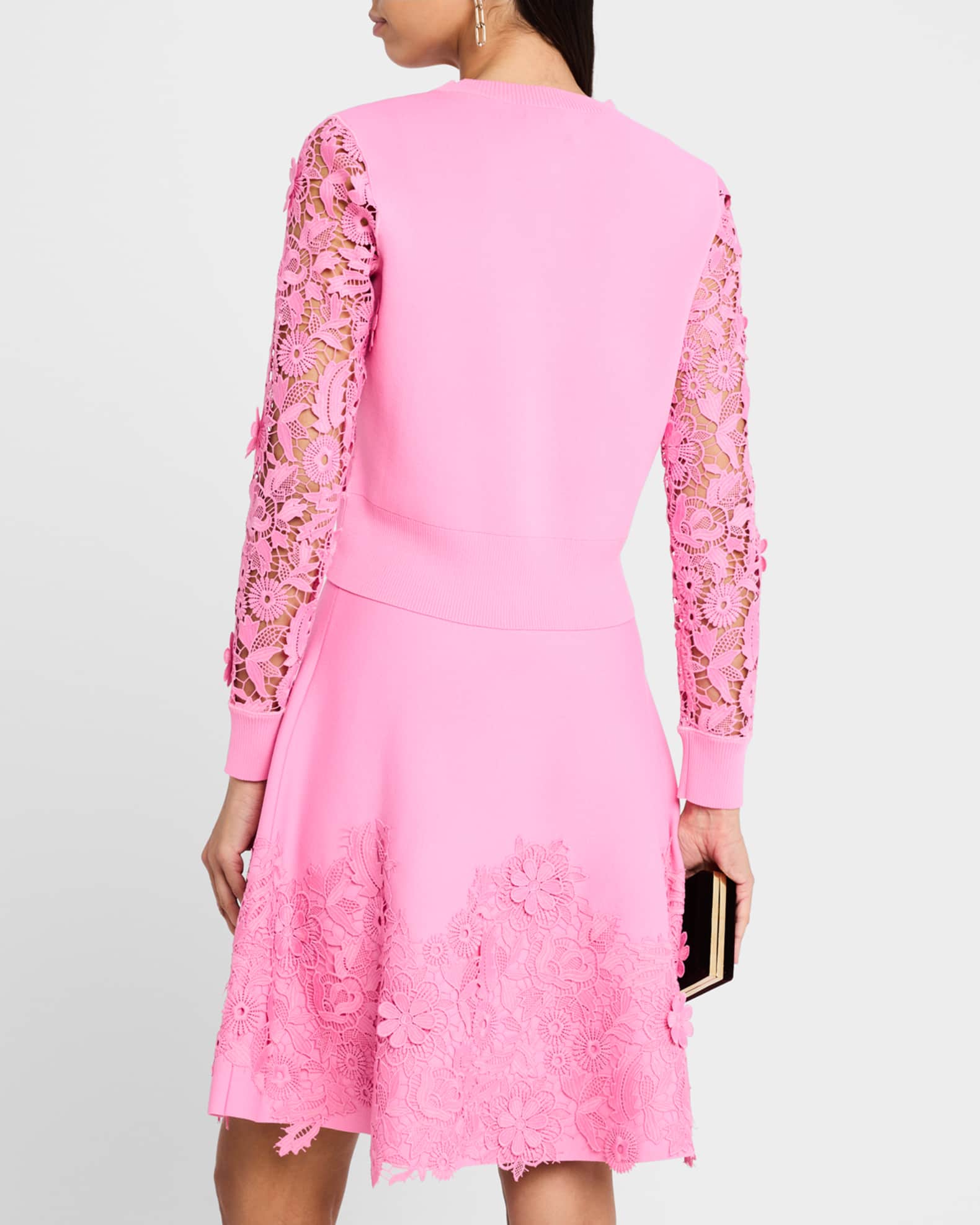 Rickie Freeman for Teri Jon Lace-Front Knit Cardigan | Neiman Marcus