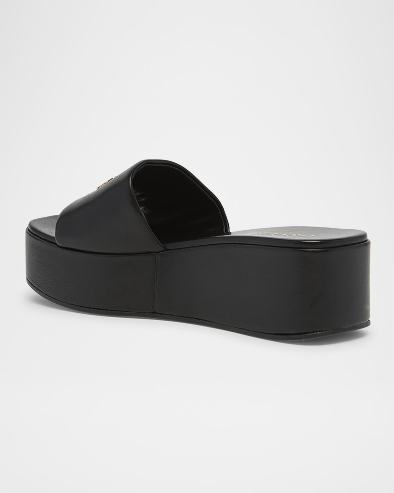 Versace Tag Platform Lambskin Leather Mules | Neiman Marcus