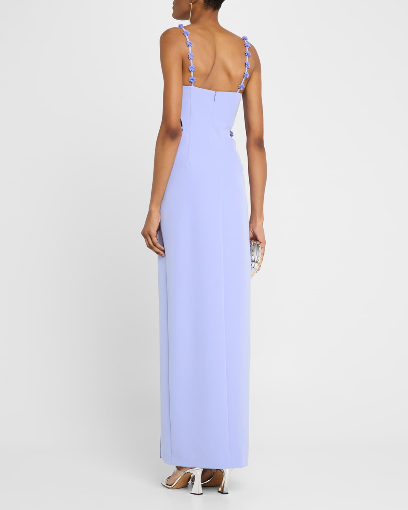 Liv Foster Emma Cutout Floral Applique Column Gown | Neiman Marcus