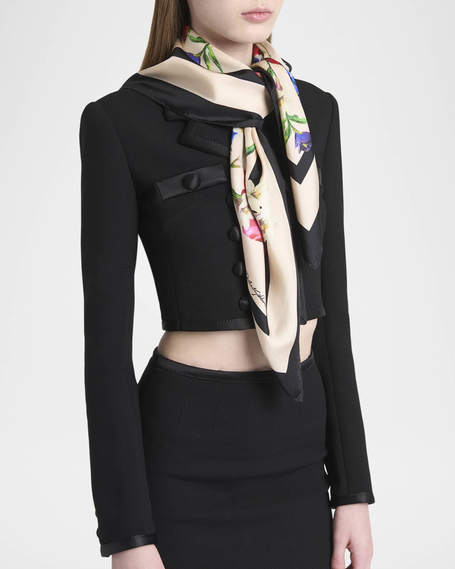 Dolce&Gabbana Floral Foulard Silk Scarf | Neiman Marcus