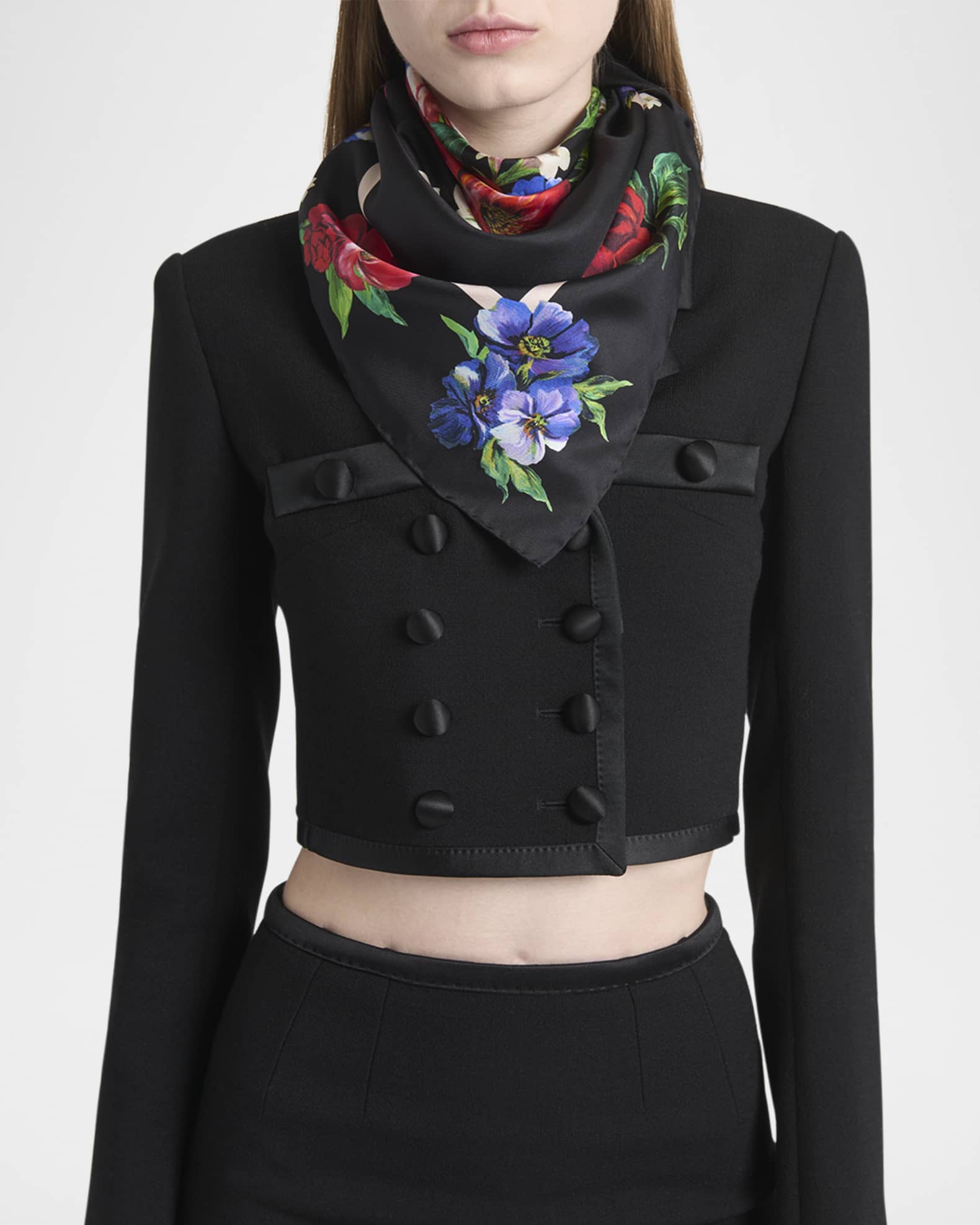 Dolce&Gabbana Floral Foulard Silk Scarf | Neiman Marcus