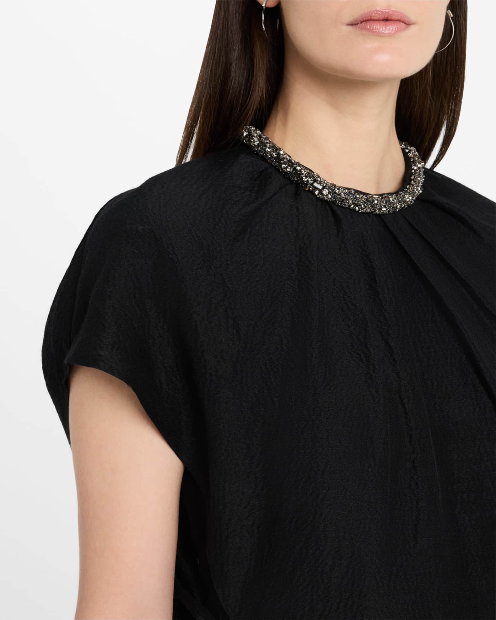 Roland Mouret Diamante Neck Midi Dress | Neiman Marcus