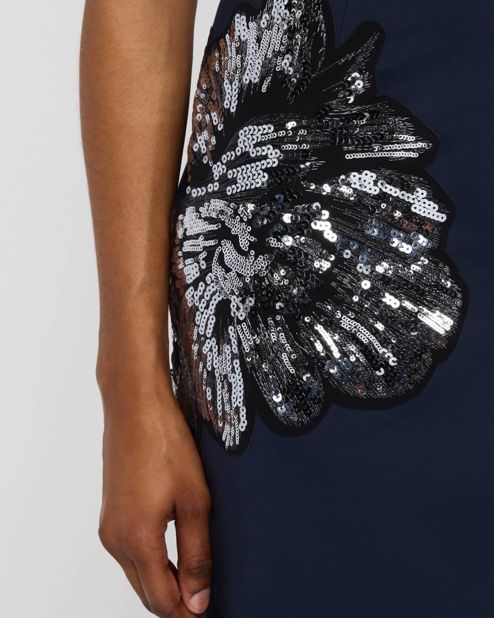 Chiara Boni La Petite Robe Myla Sequin Floral Applique Midi Dress ...