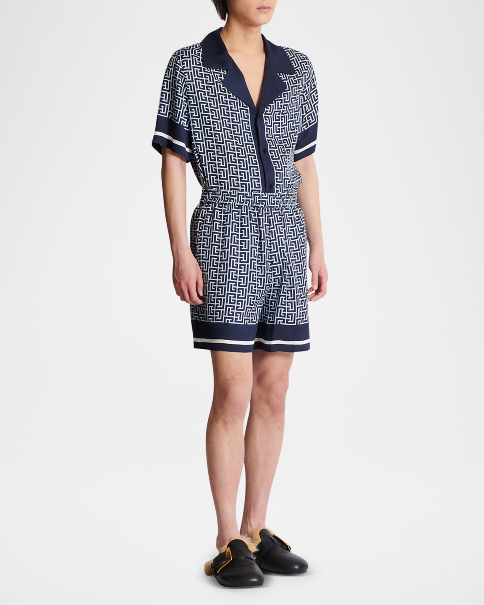 Balmain Men's Monogram Pull-On Shorts | Neiman Marcus