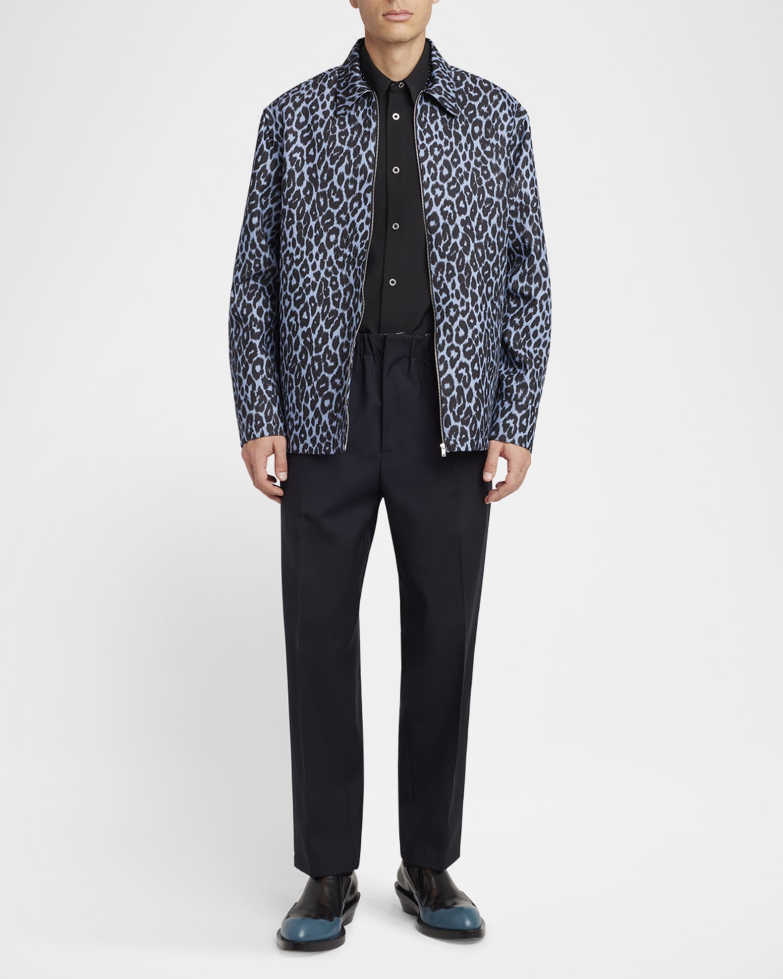 Jil Sander Men's Cheetah-Print Shirt Jacket | Neiman Marcus