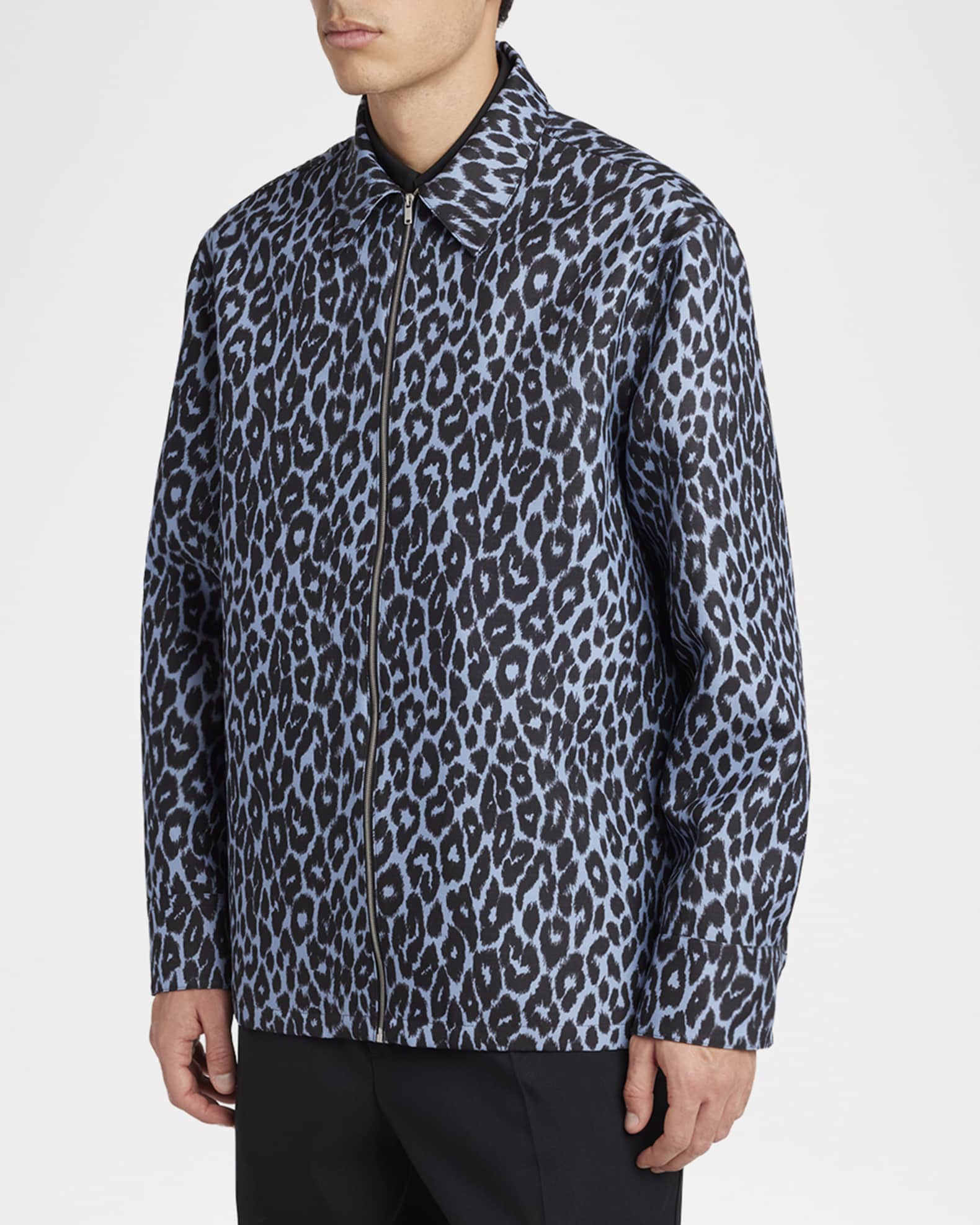 Jil Sander Men's Cheetah-Print Shirt Jacket | Neiman Marcus