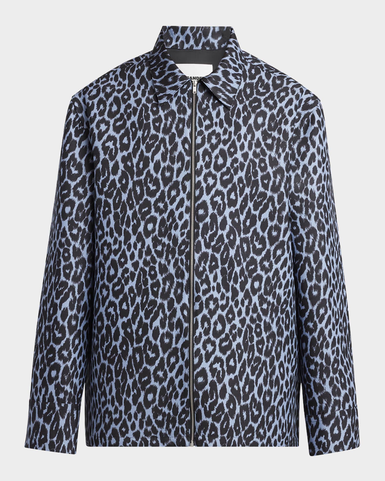 Jil Sander Men's Cheetah-Print Shirt Jacket | Neiman Marcus