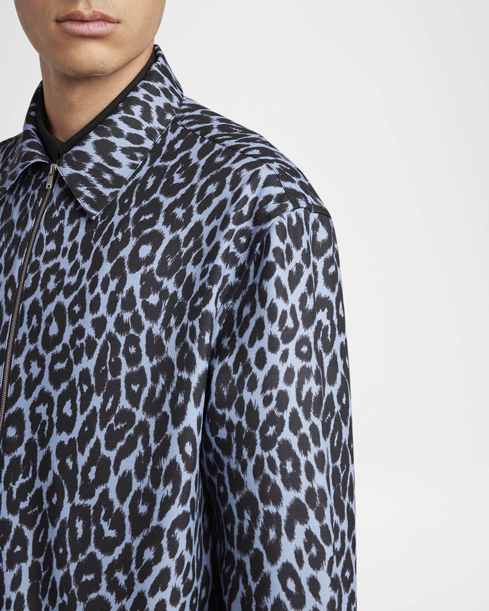 Jil Sander Men's Cheetah-Print Shirt Jacket | Neiman Marcus