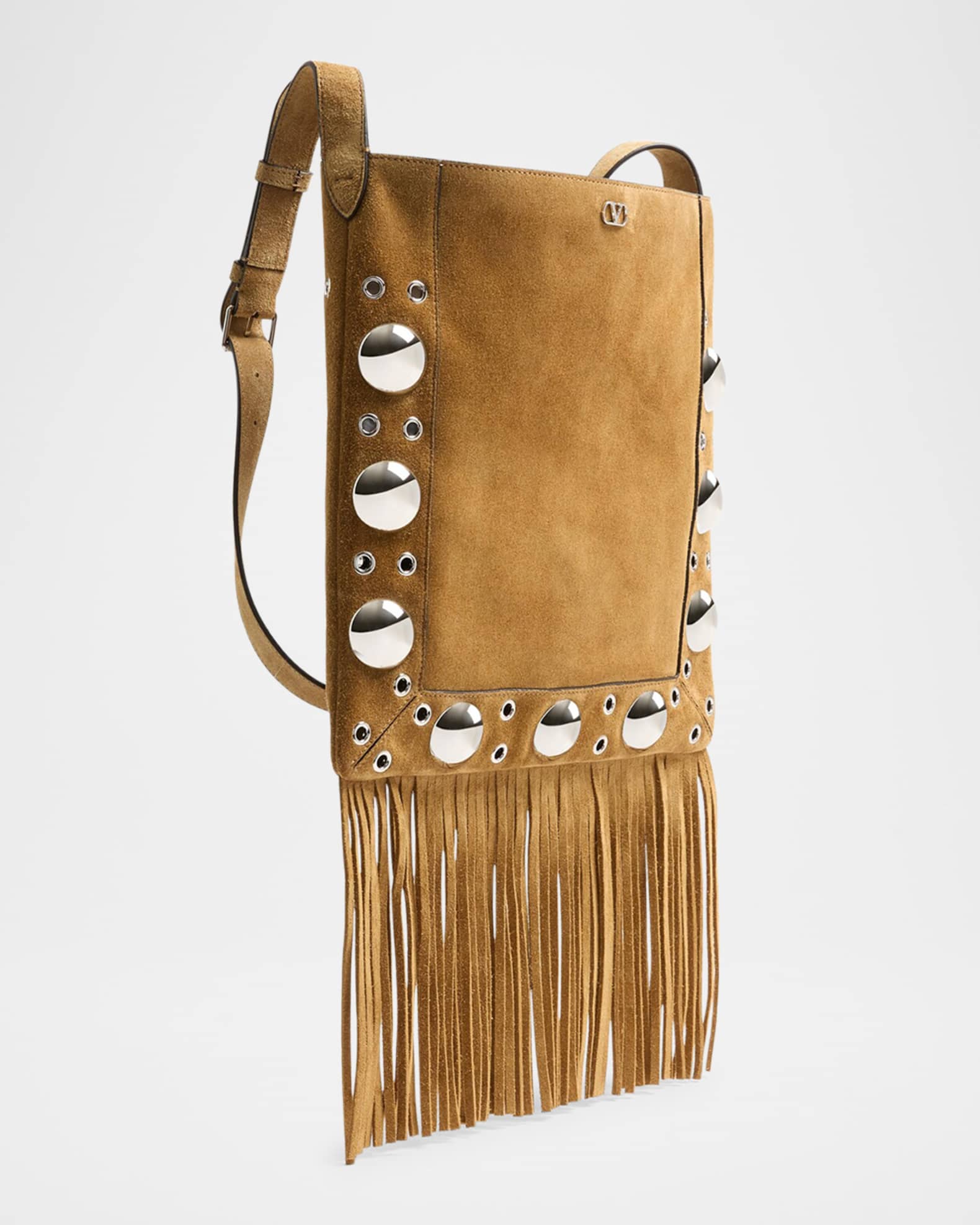 Valentino Garavani Men's Nellcôte Suede Shoulder Bag with Fringe ...