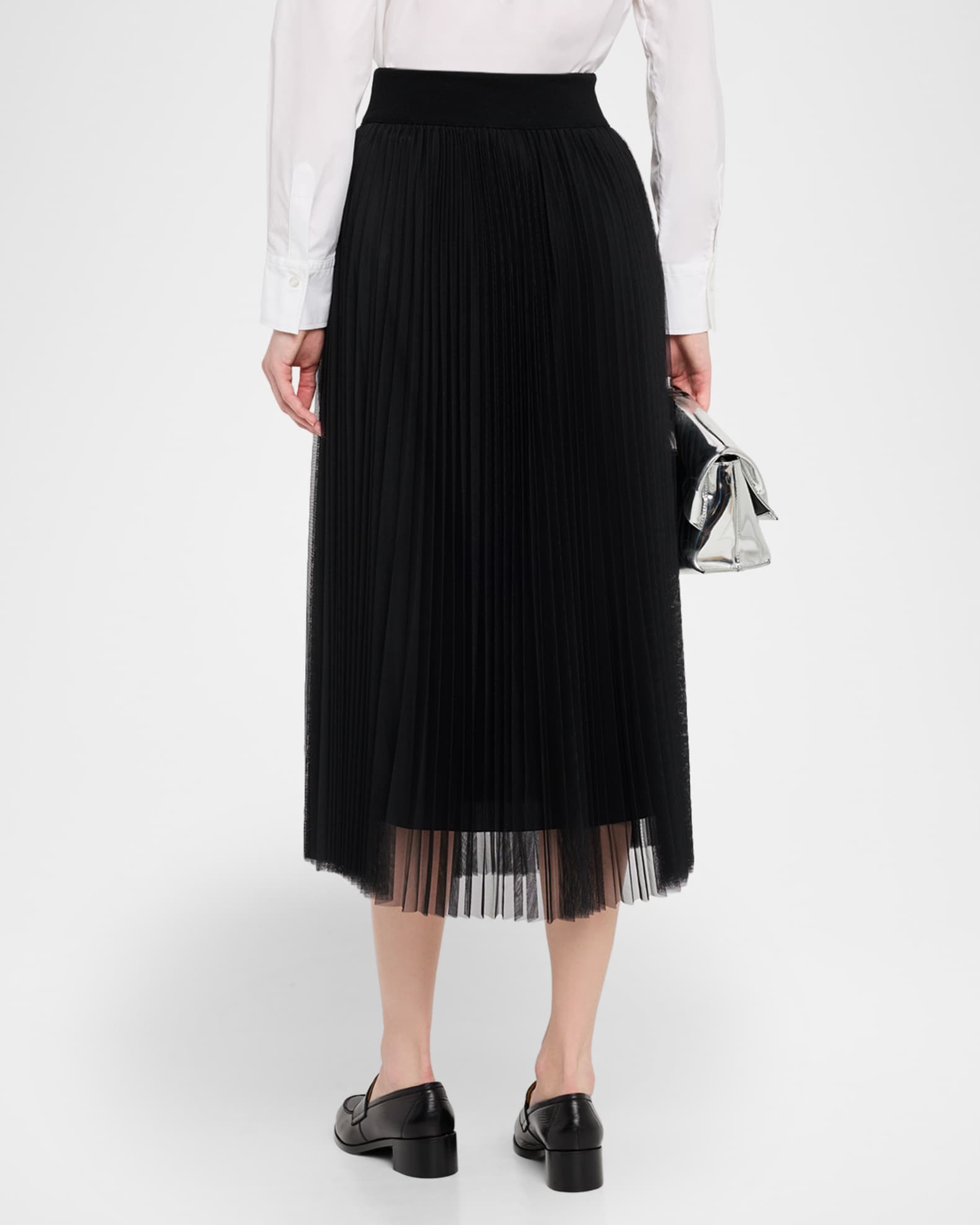 FABIANA FILIPPI Pleated Tulle A-Line Midi Skirt | Neiman Marcus