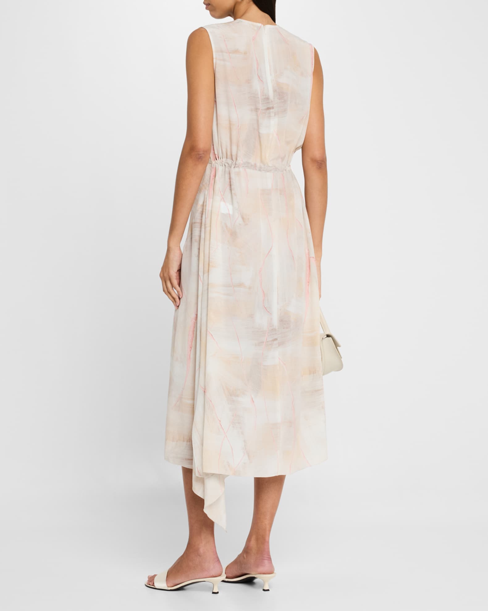 FABIANA FILIPPI Drawstring Abstract-Print Silk Cady Midi Dress | Neiman ...
