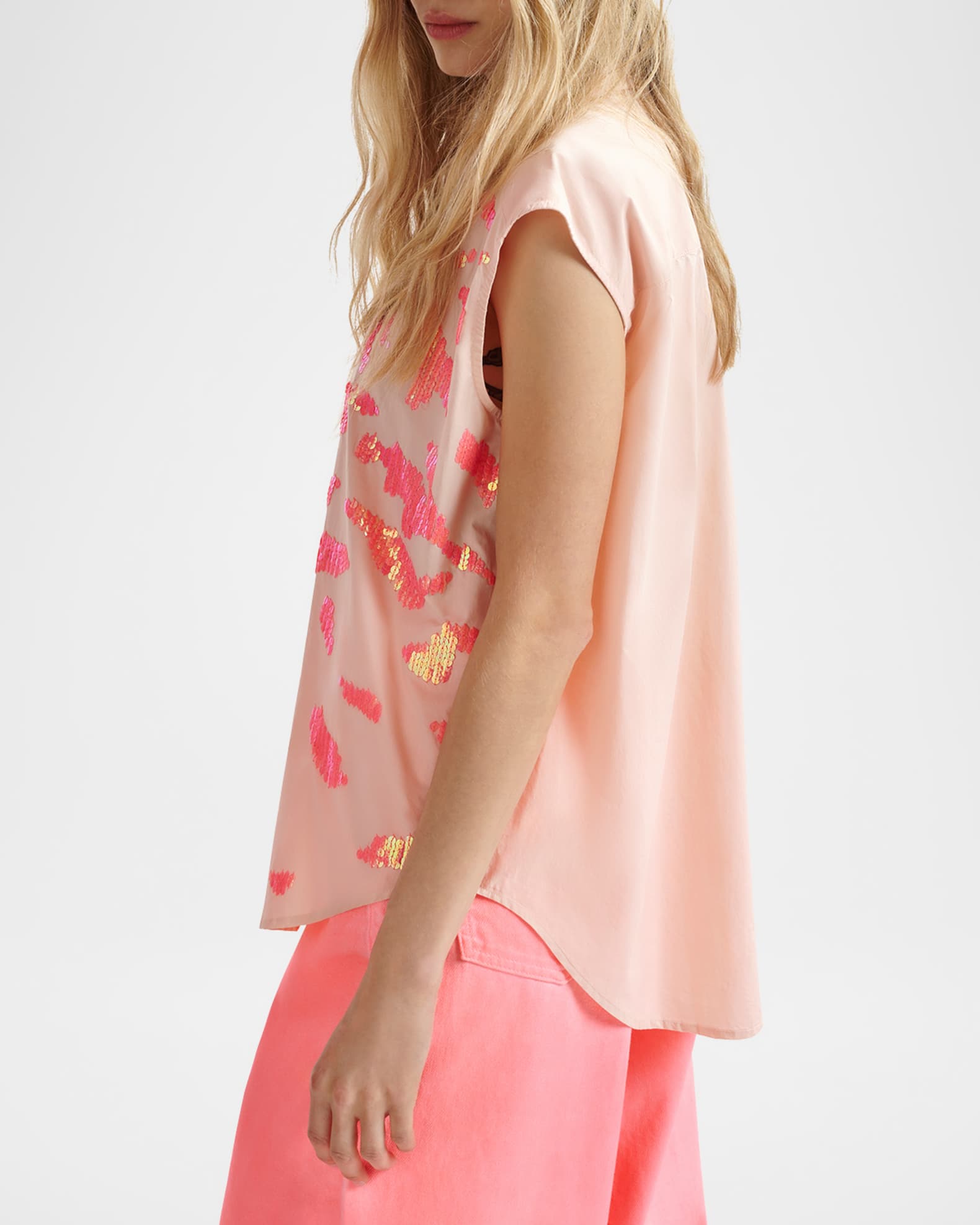 Essentiel Antwerp Hixie Sequined Zebra Sleeveless Shirt | Neiman Marcus