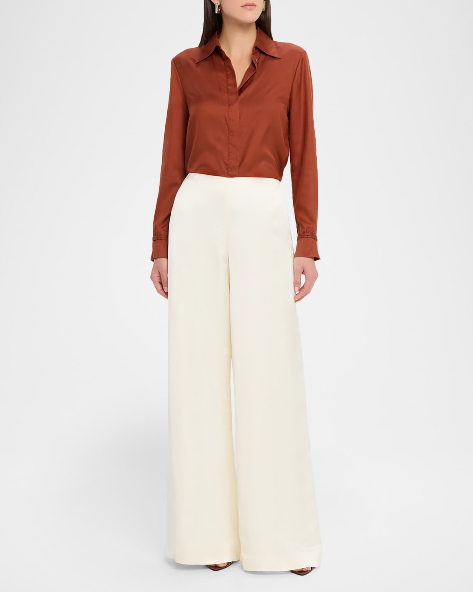 Ralph Lauren Collection Daria Satin Wide-Leg Pants | Neiman Marcus