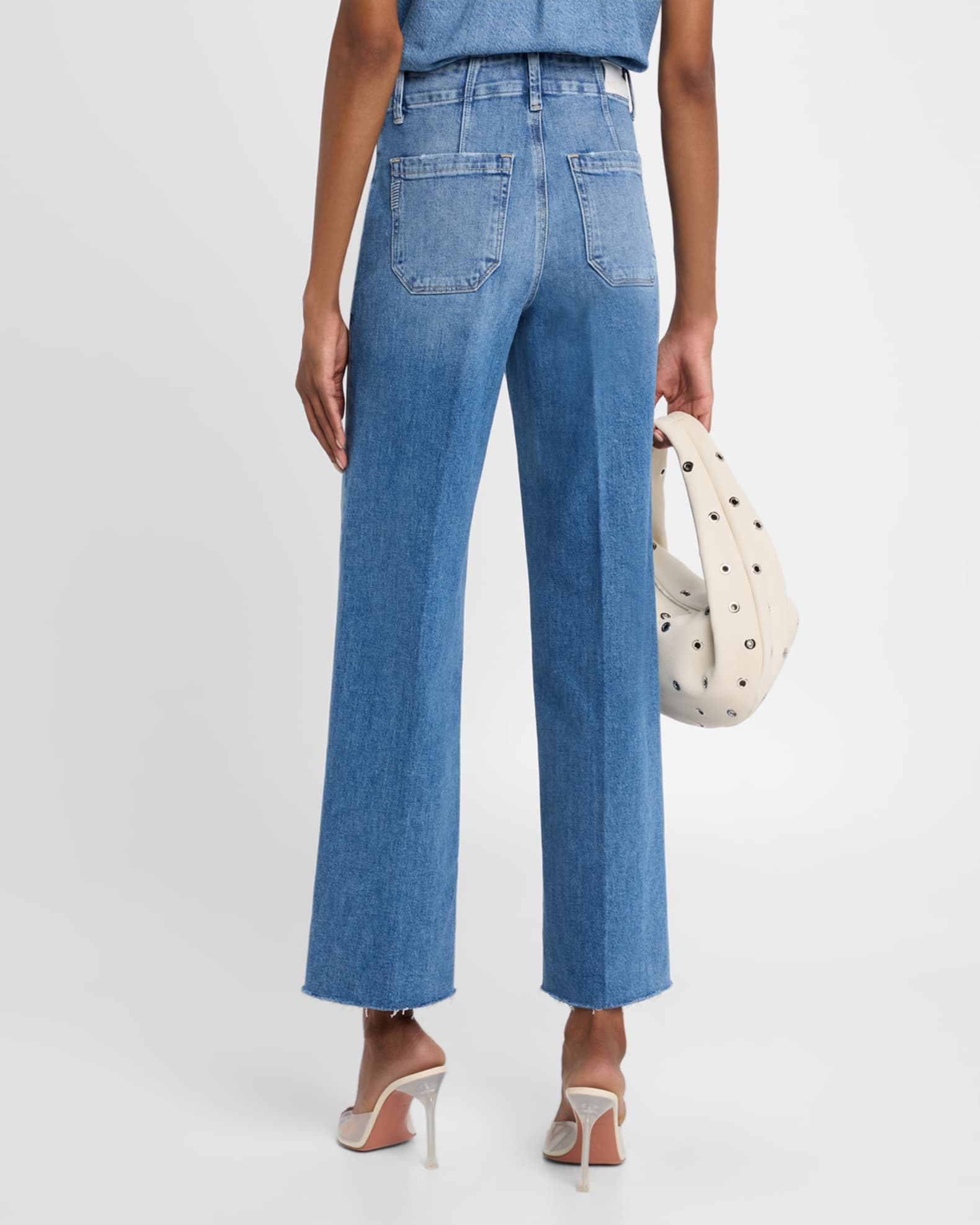 PAIGE Anessa Raw Hem Jeans with Utility Pockets | Neiman Marcus