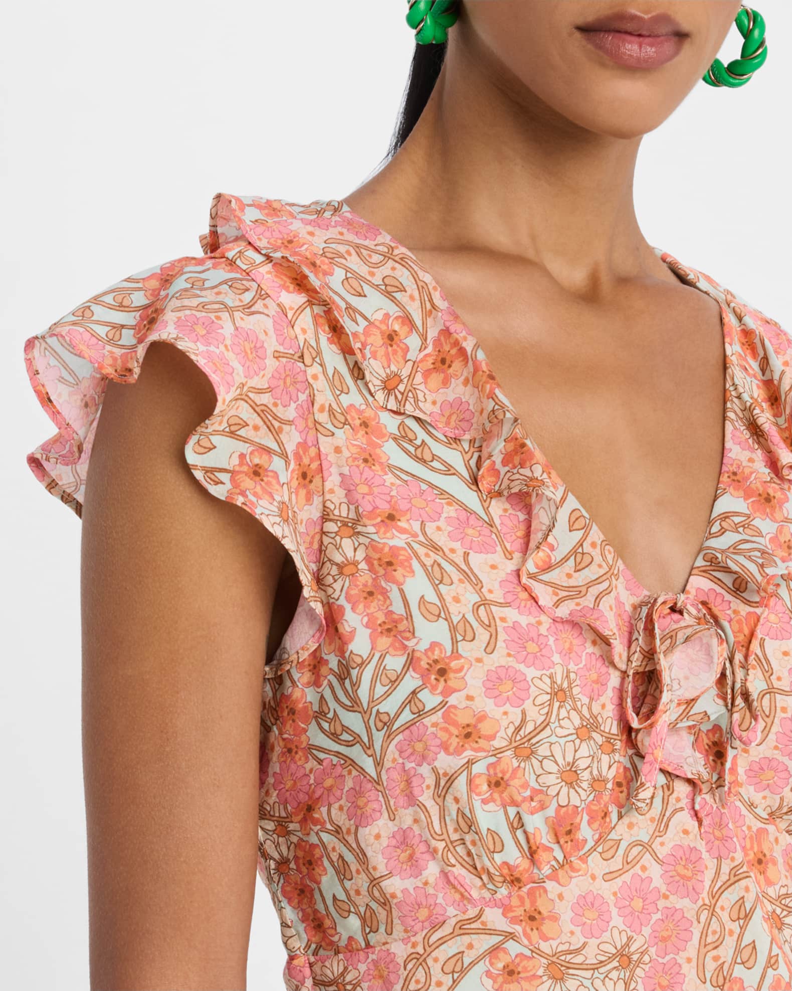 PAIGE Farrow Ruffle V-Neck Top | Neiman Marcus