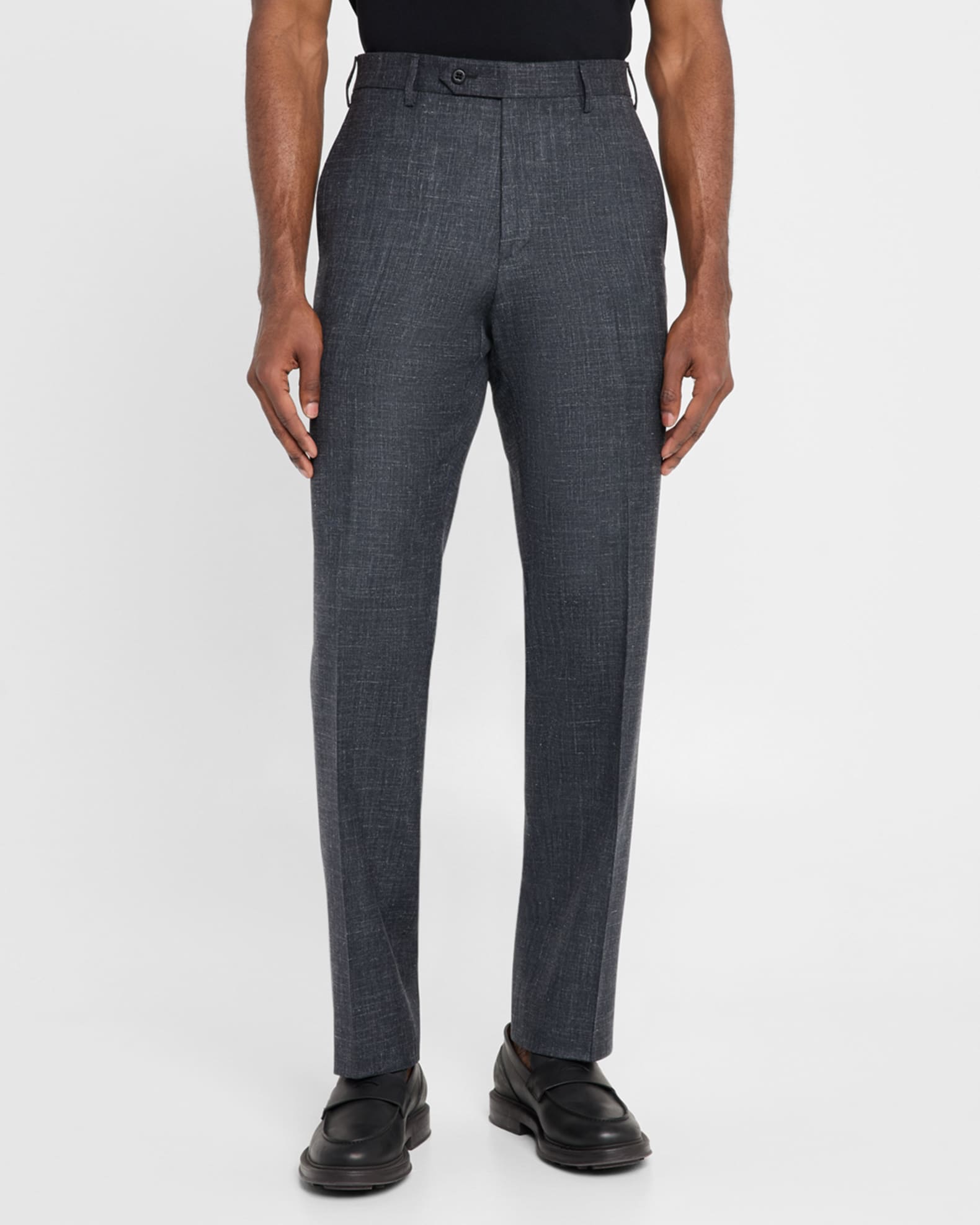 Zanella Men's Devon Wool and Silk Flat-Front Pants | Neiman Marcus