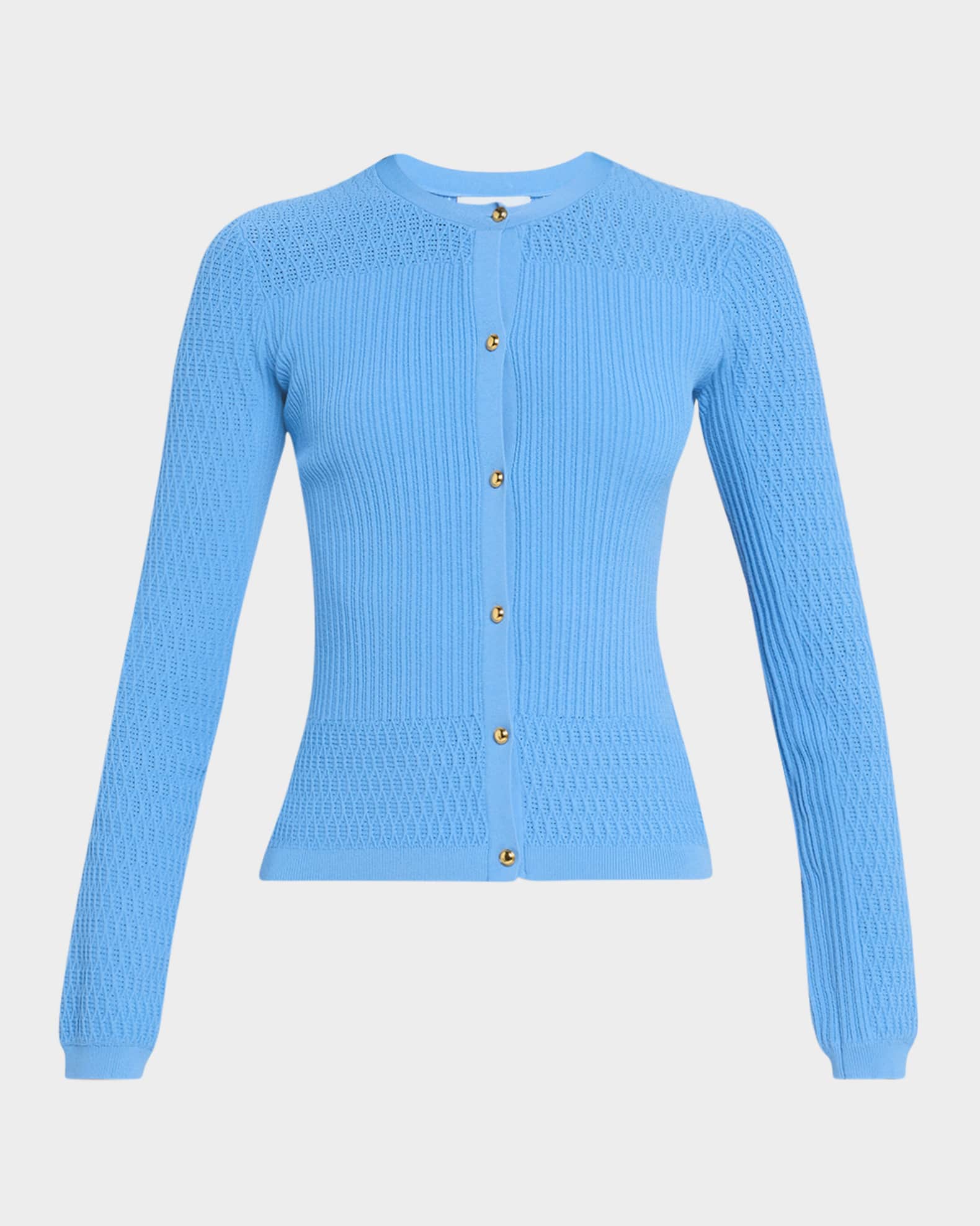 St. John Mixed Pointelle Rib Fine Gauge Knit Sweater | Neiman Marcus