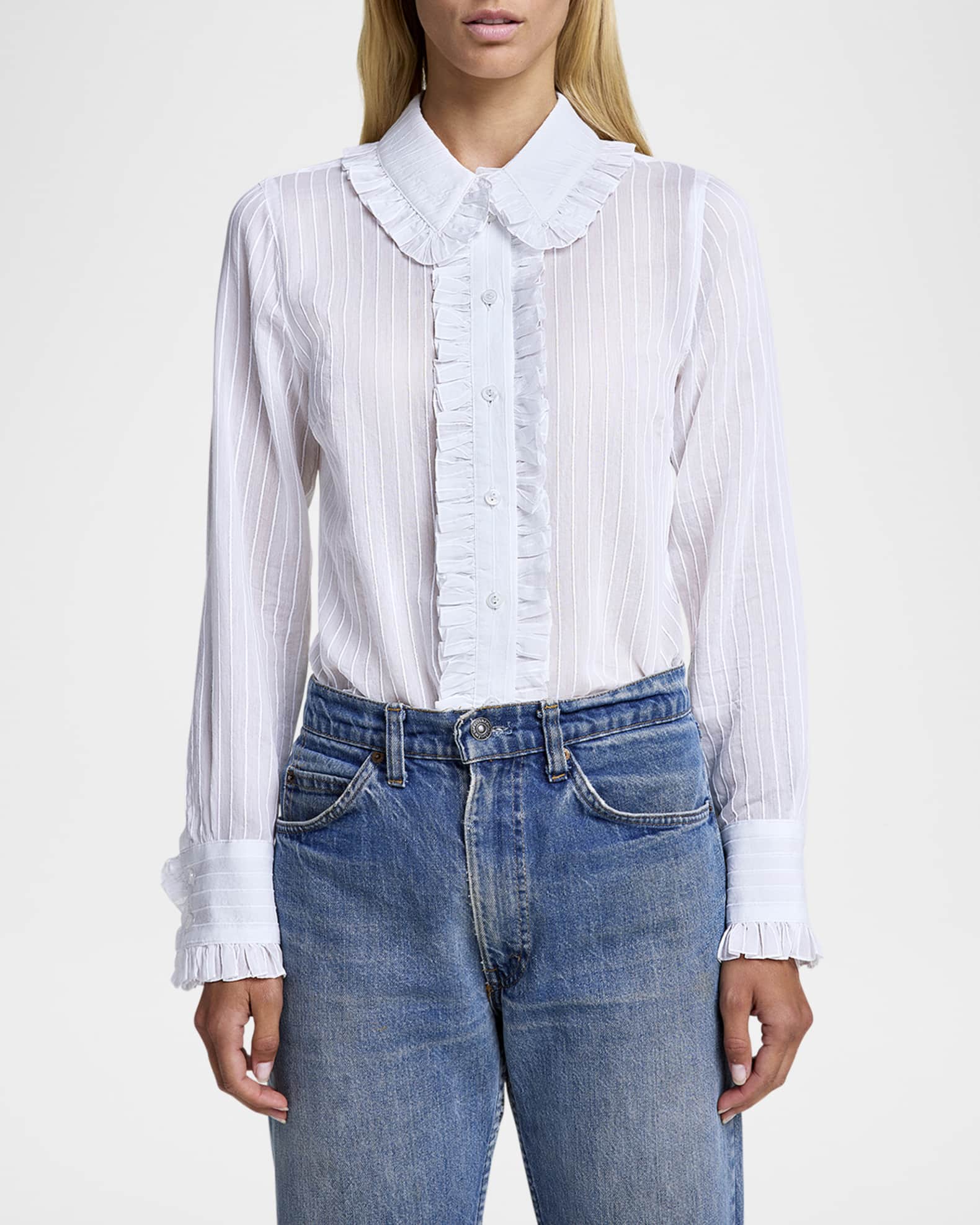Smythe Ruffle-Trim Shirt | Neiman Marcus