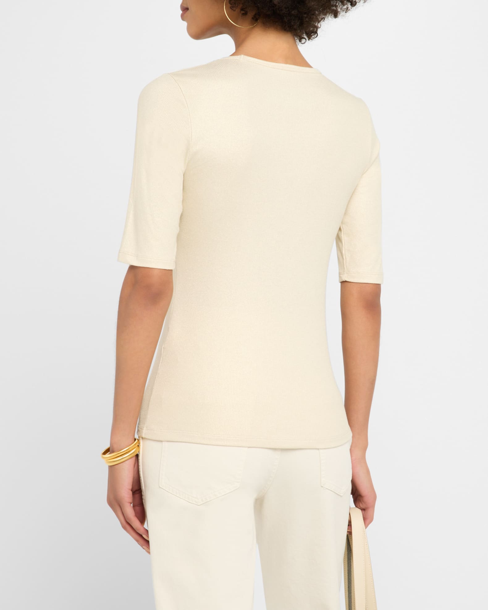 Majestic Filatures Soft Touch Metallic Ribbed Top | Neiman Marcus