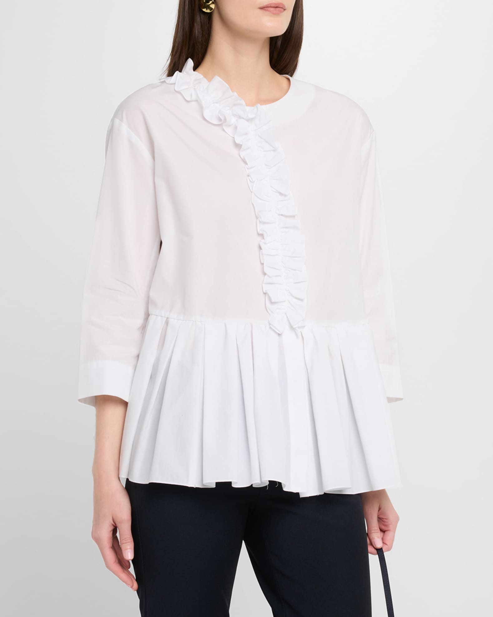 Max Mara Musa Ruffle Pleated Peplum Top | Neiman Marcus