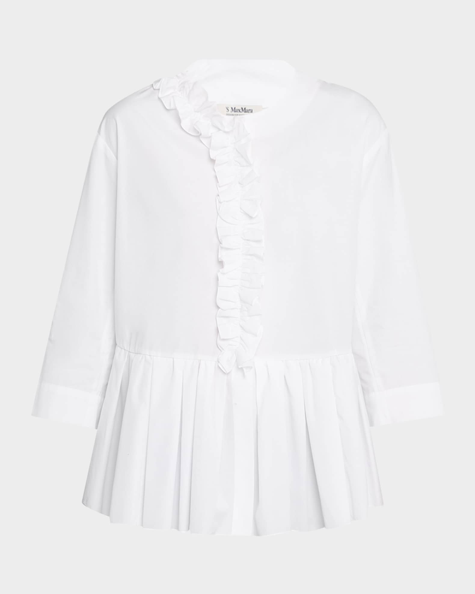 Max Mara Musa Ruffle Pleated Peplum Top | Neiman Marcus