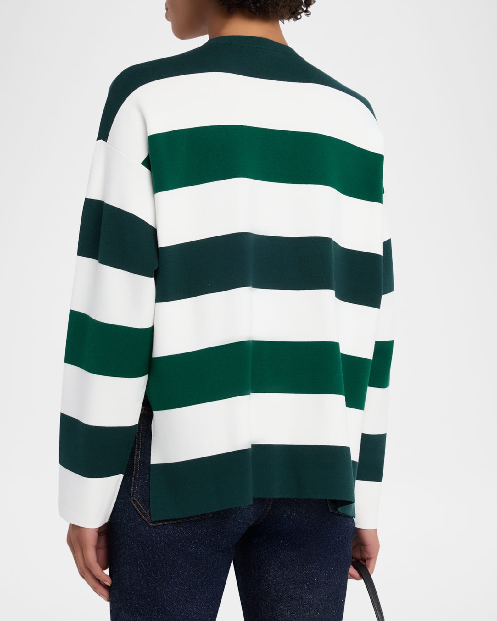 Max Mara Jesone Striped Crewneck Crop Sweater | Neiman Marcus