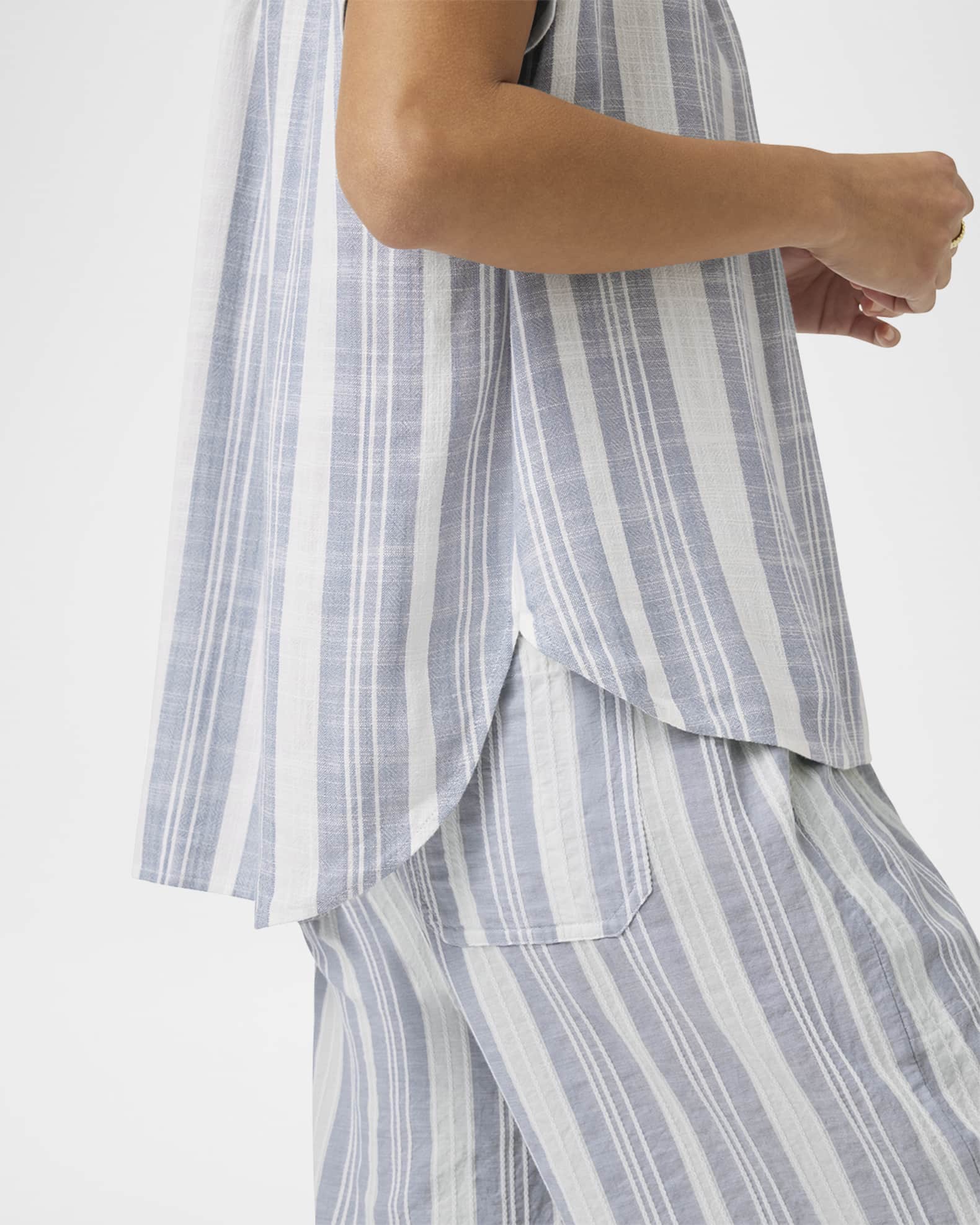 Splendid Raegan Striped Linen-Blend Blouse | Neiman Marcus