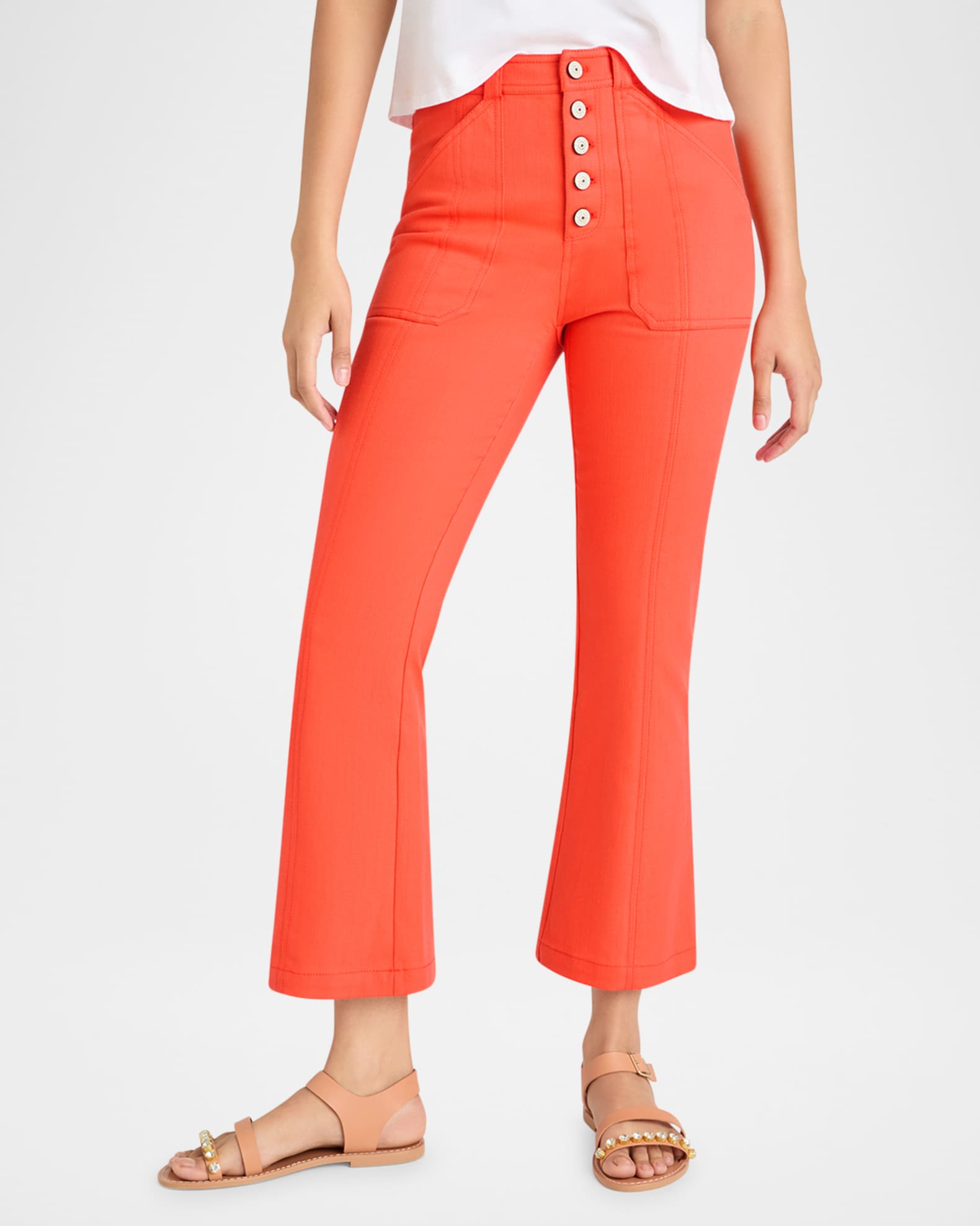 Cinq a Sept Wallace Cropped Button-Fly Pants | Neiman Marcus