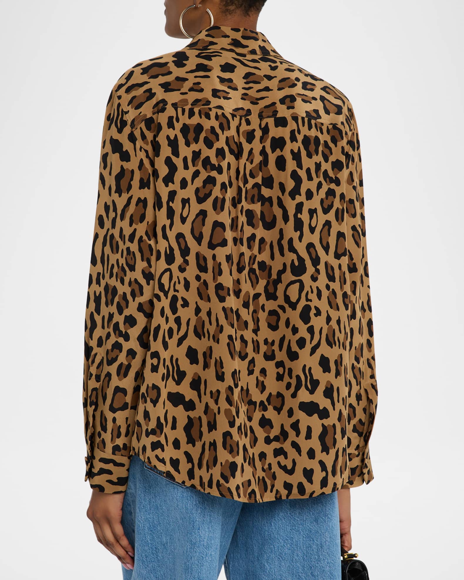BLAZE Milano Simba Leopard-Print Button-Down Berber Shirt | Neiman Marcus