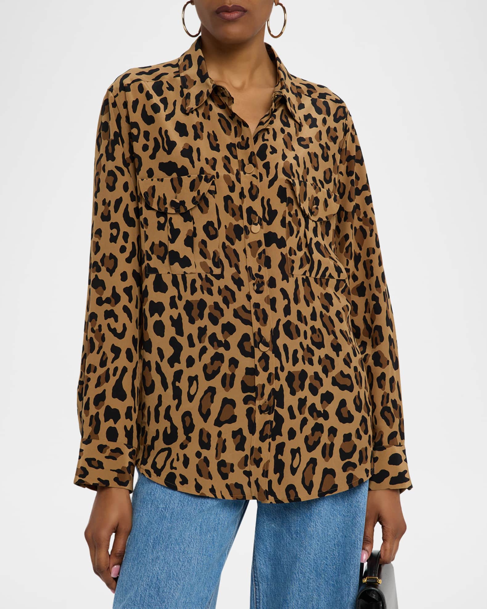 BLAZE Milano Simba Leopard-Print Button-Down Berber Shirt | Neiman Marcus