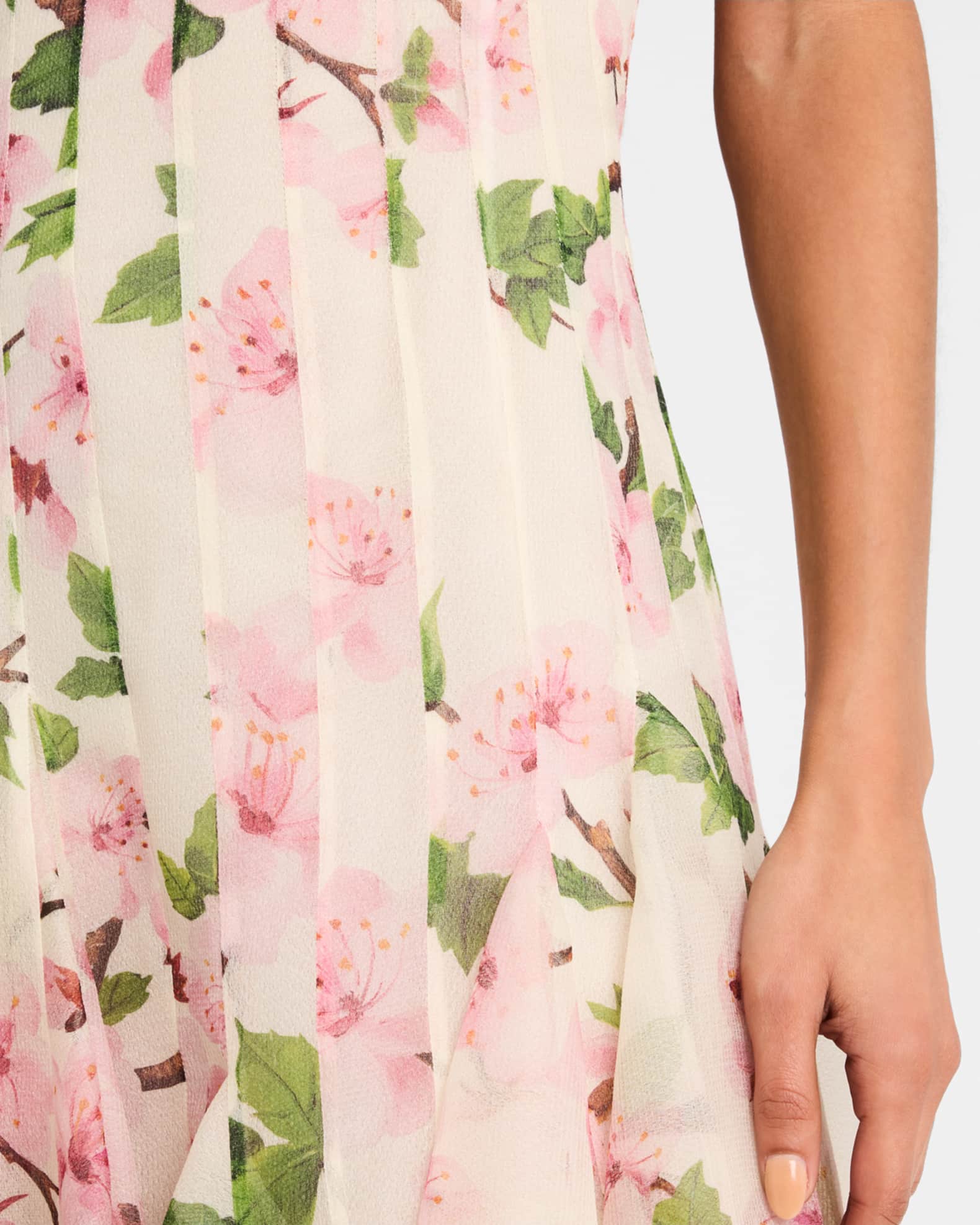 Oscar de la Renta Pleated Cherry Blossom Organza Gown | Neiman Marcus