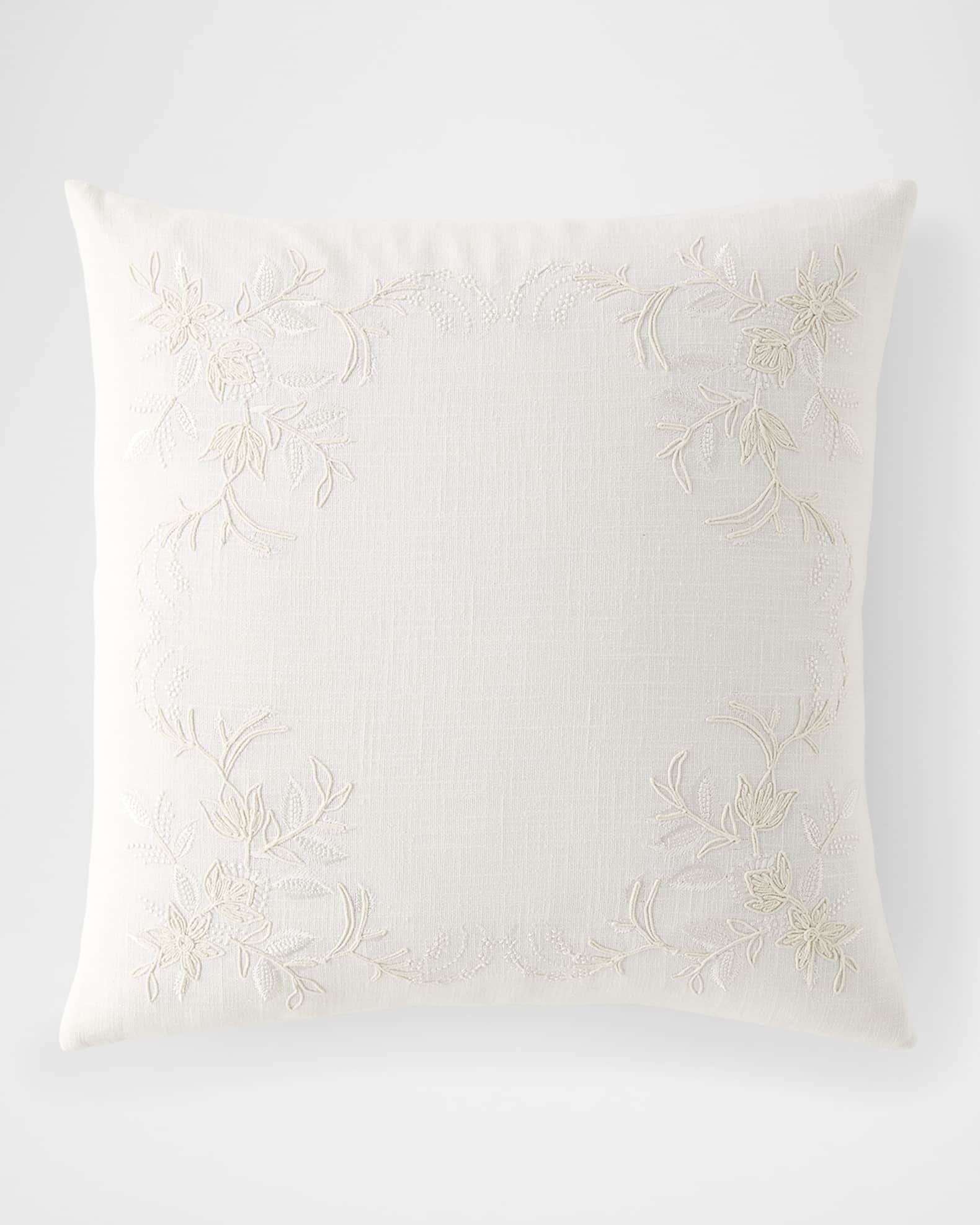 Callisto Home Lavoe Embroidered Floral Border Decorative Pillow, 22 ...