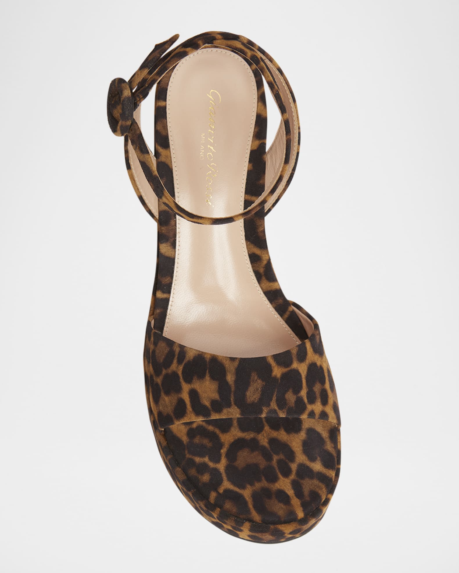 Gianvito Rossi Alma Leopard Ankle-Strap Platform Sandals | Neiman Marcus