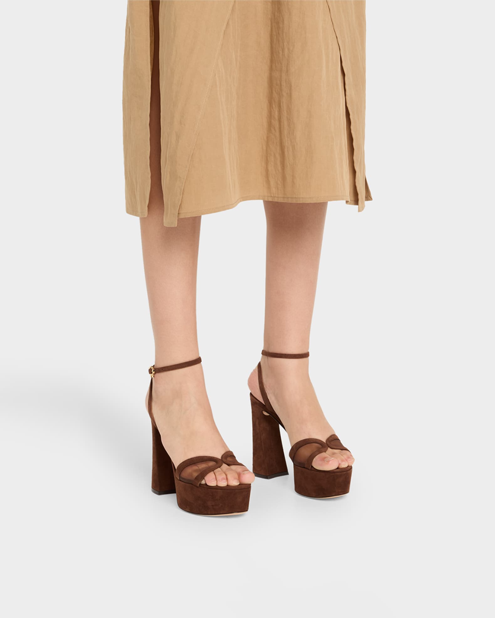 Gianvito Rossi Suede Mesh Platform Sandals | Neiman Marcus