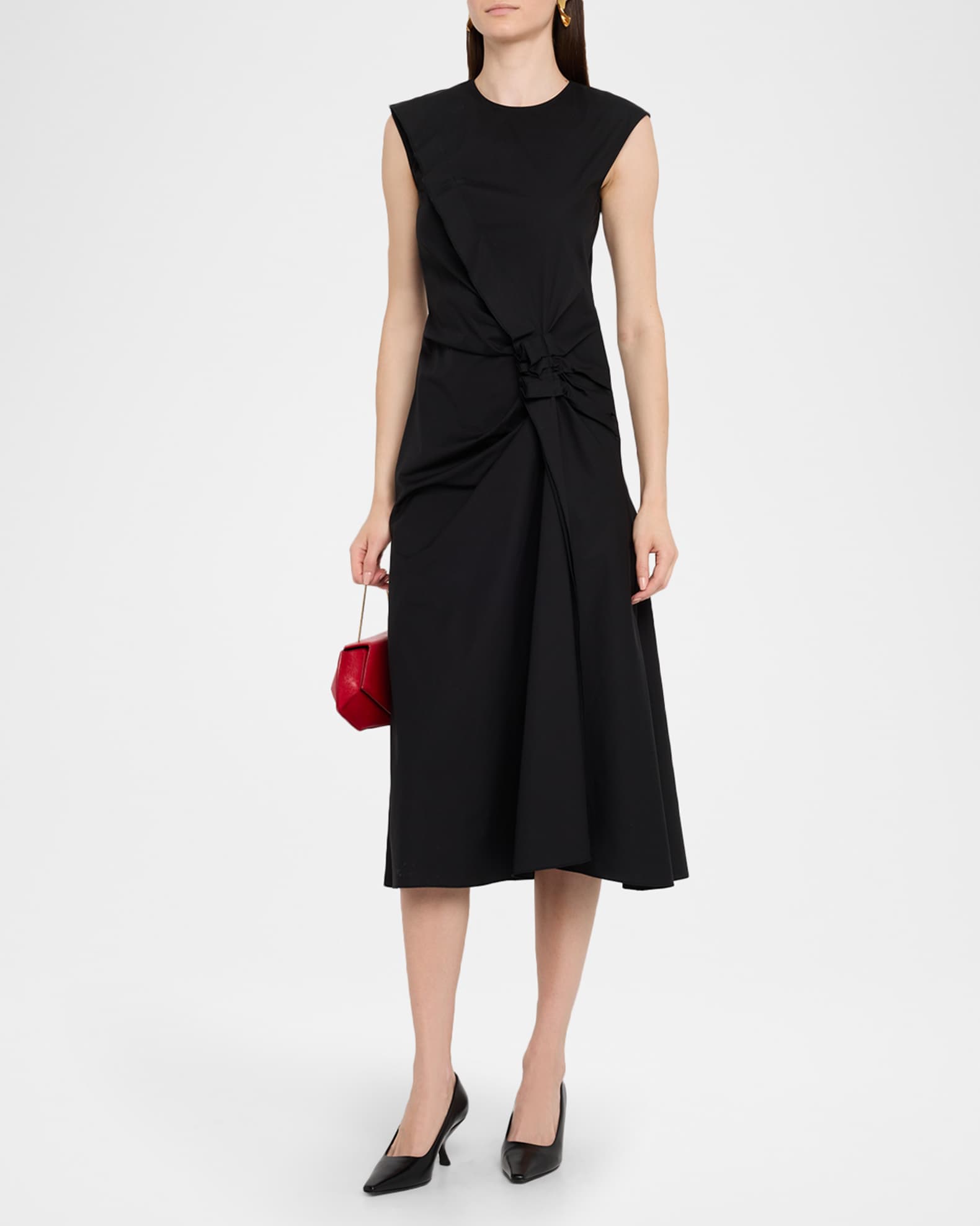 Mantu Sleeveless Ruffle Cotton Midi Dress | Neiman Marcus