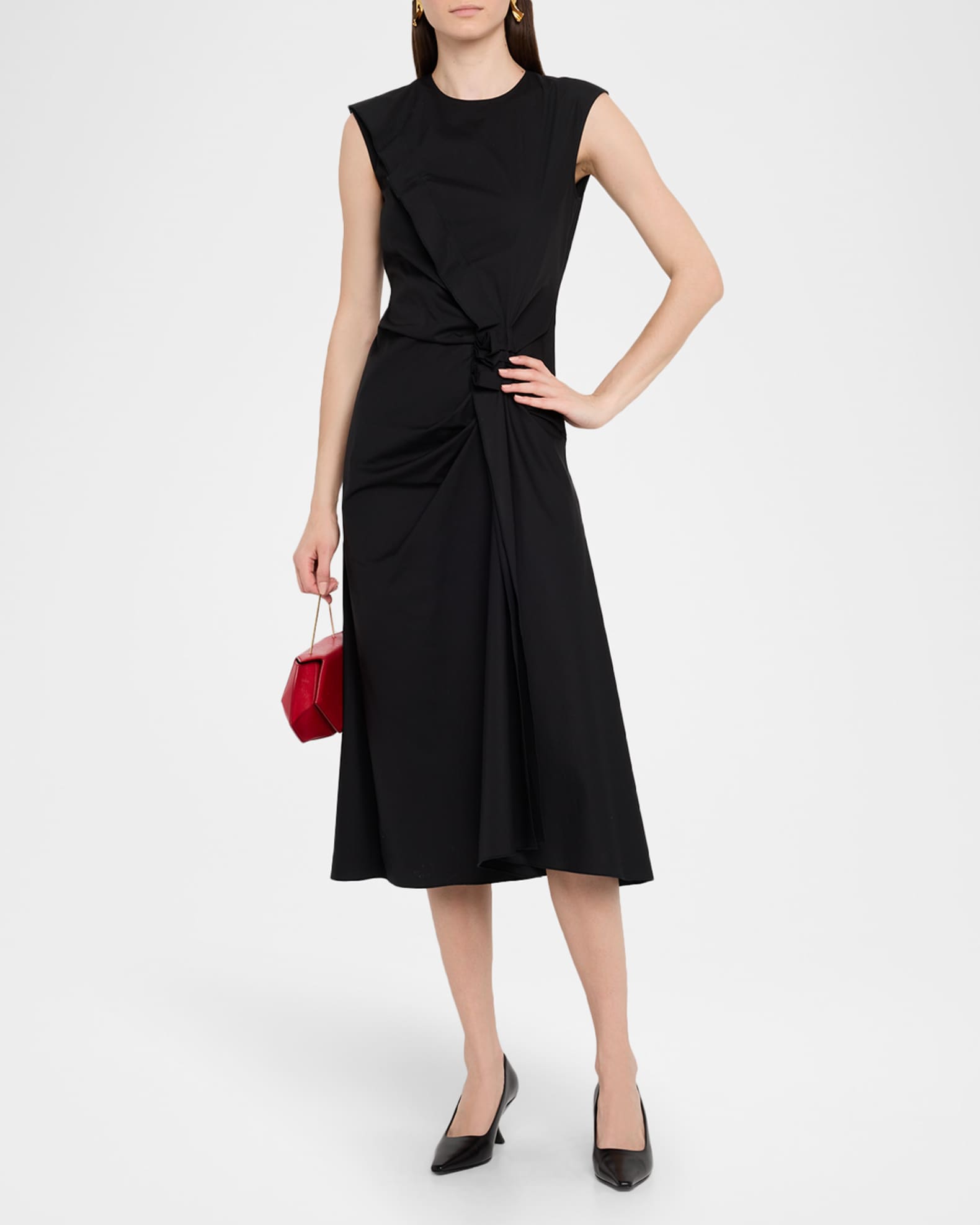 Mantu Sleeveless Ruffle Cotton Midi Dress | Neiman Marcus