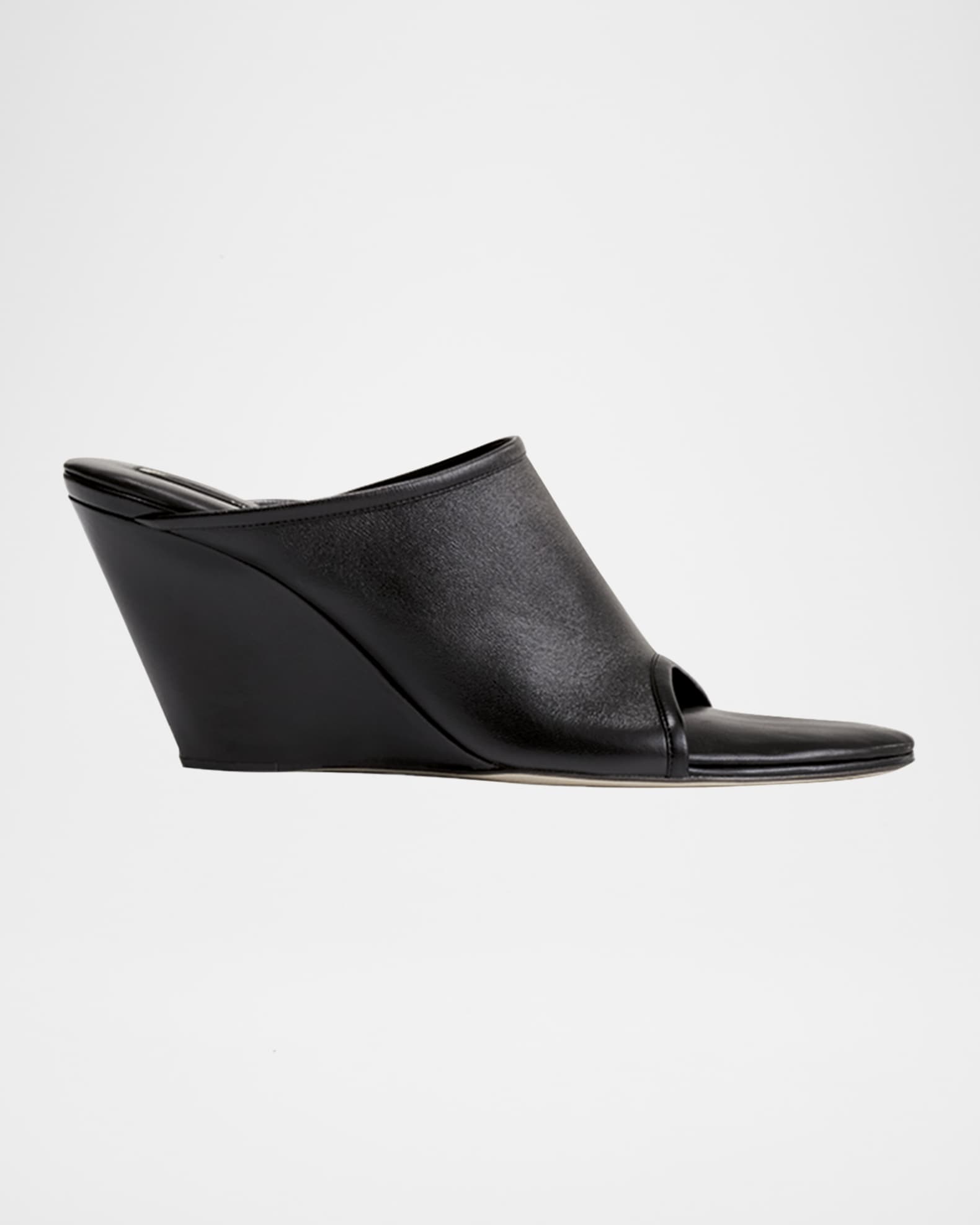 Christen Stretch Leather Wedge Slide Sandals | Neiman Marcus