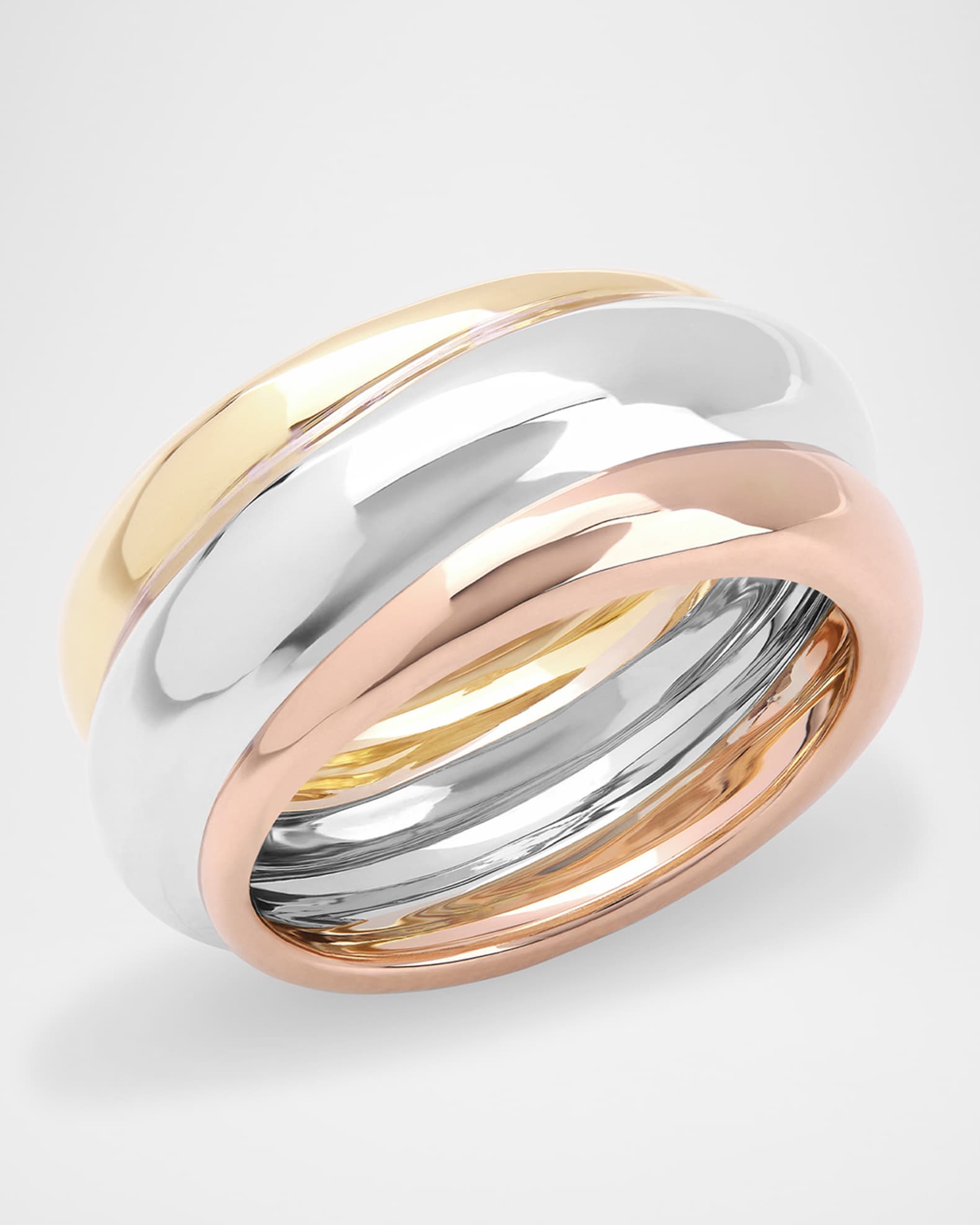 LANA 14K Tri Gold Three-Row Bubble Ring | Neiman Marcus