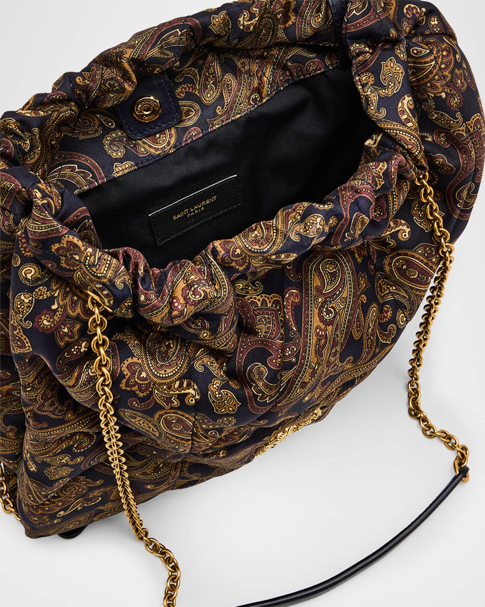 Saint Laurent Jamie Pochon YSL Shoulder Bag in Silk Twill | Neiman Marcus