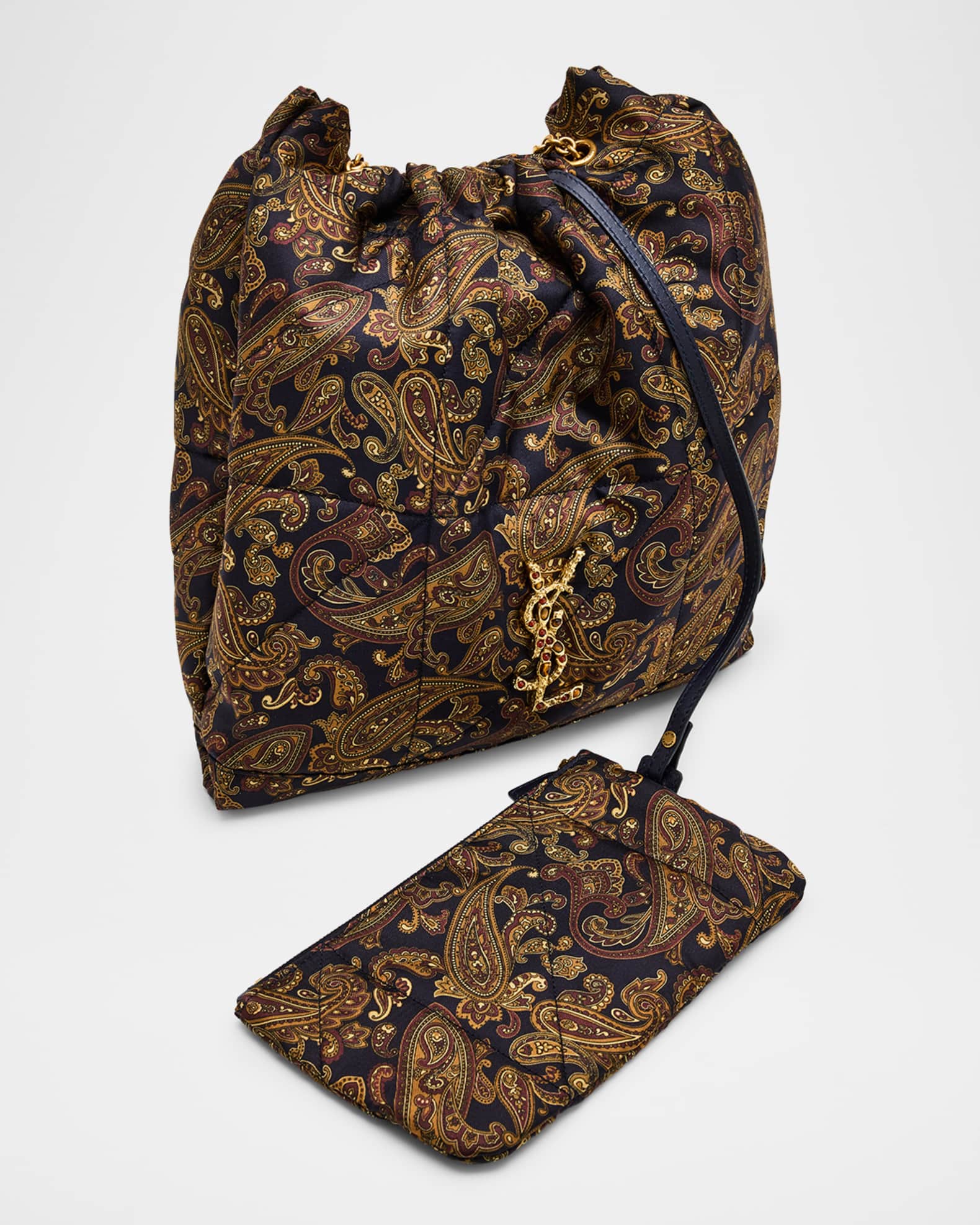 Saint Laurent Jamie Pochon YSL Shoulder Bag in Silk Twill | Neiman Marcus