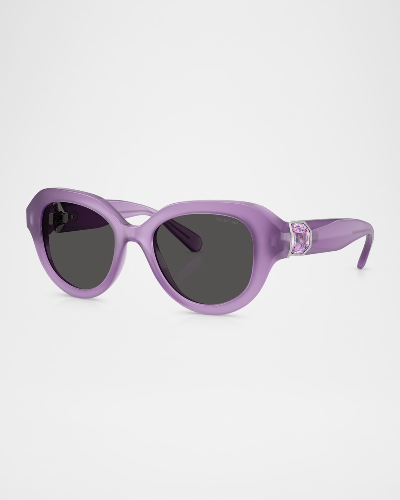 SWAROVSKI SK6037 Crystal-Hinge Round Plastic Sunglasses | Neiman Marcus