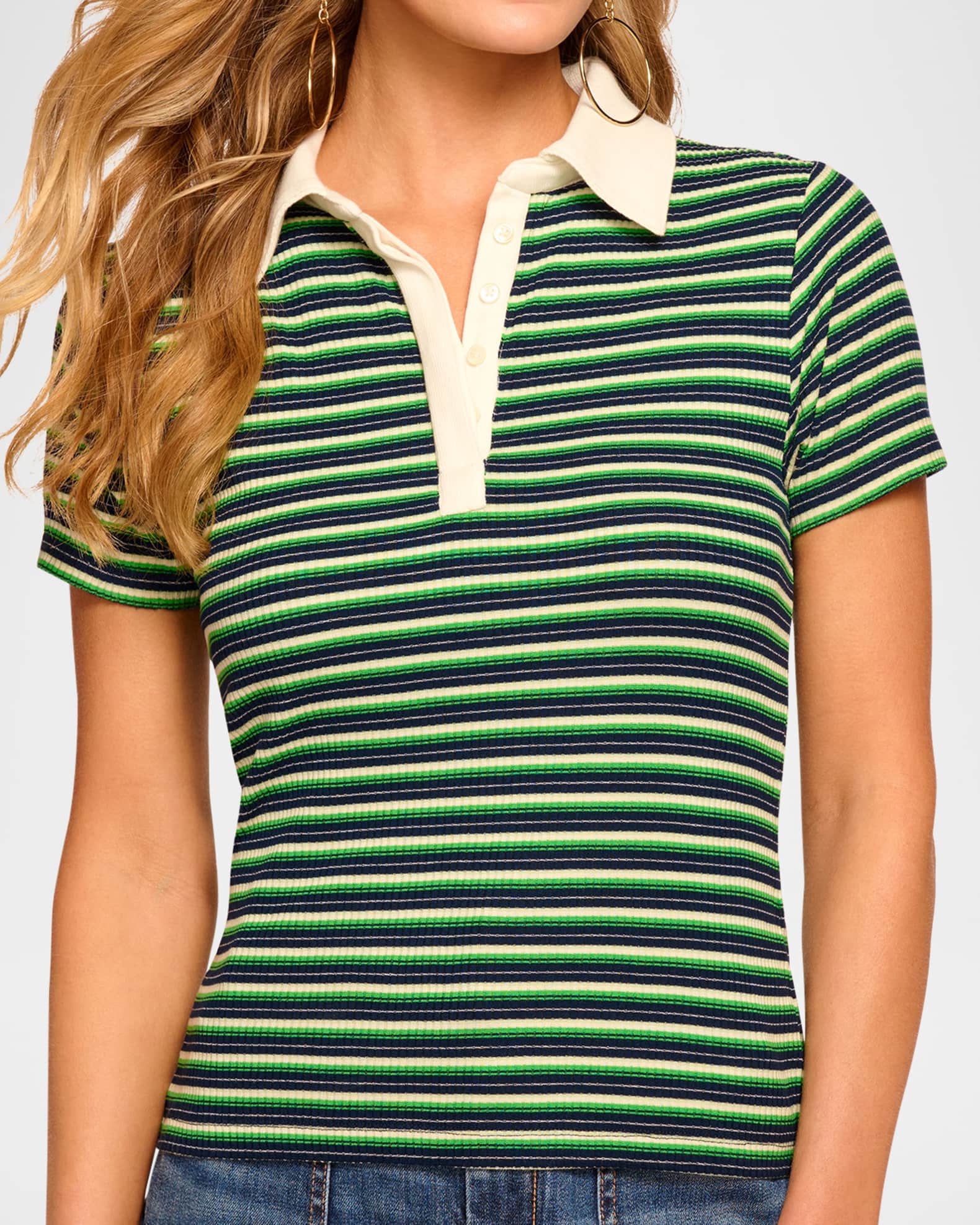 Ramy Brook Avalon Striped Polo | Neiman Marcus