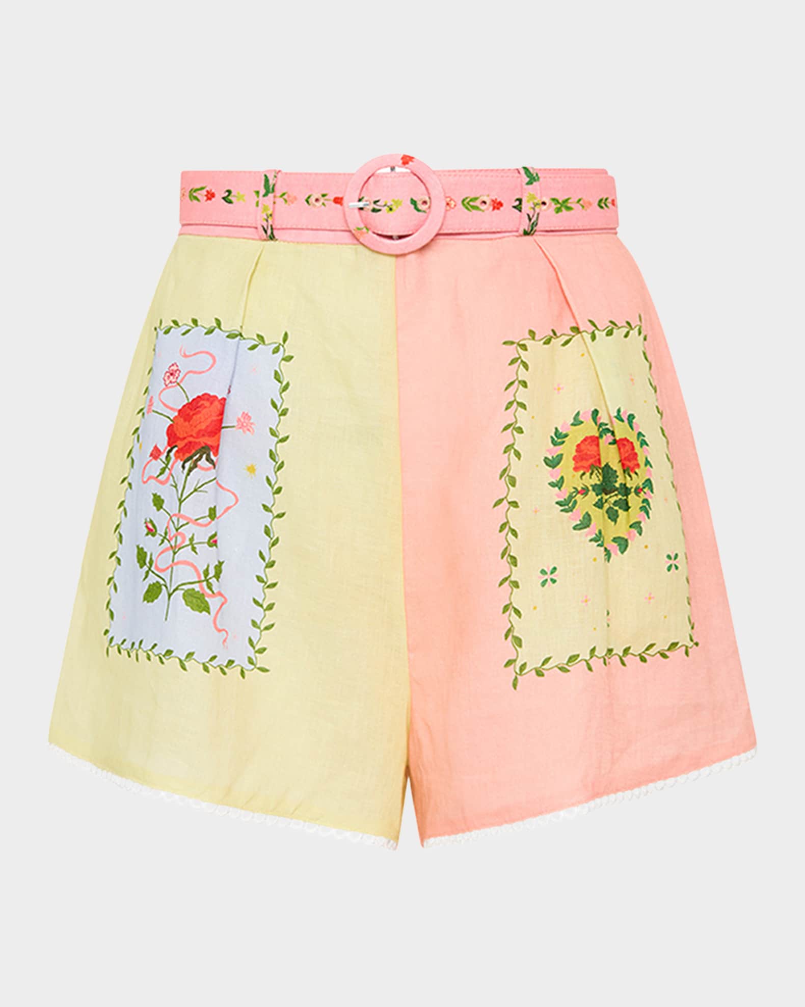 PALM NOOSA Porto Siesta Tile-Print Linen Shorts | Neiman Marcus