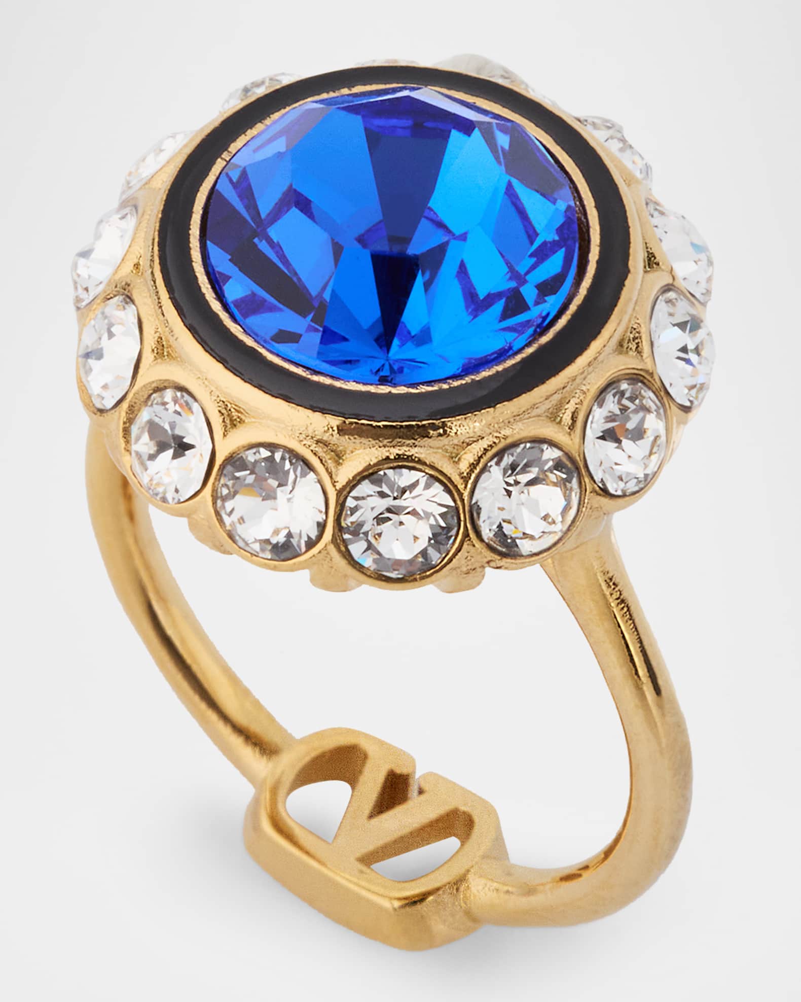 Valentino Garavani VLogo Signature Ring in Metal, Enamel and Crystals ...