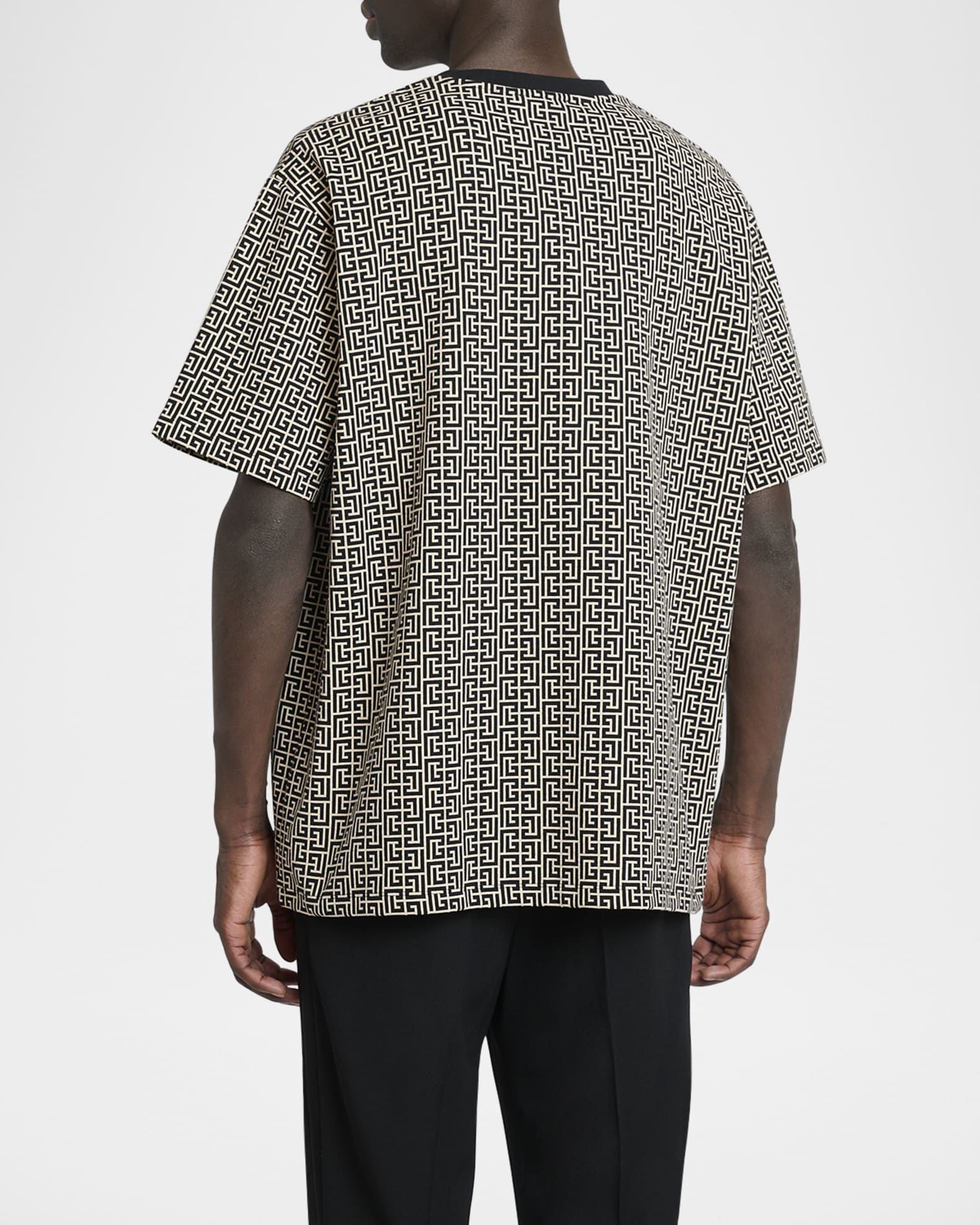Balmain Men's Couture Label Monogram Crewneck T-Shirt | Neiman Marcus
