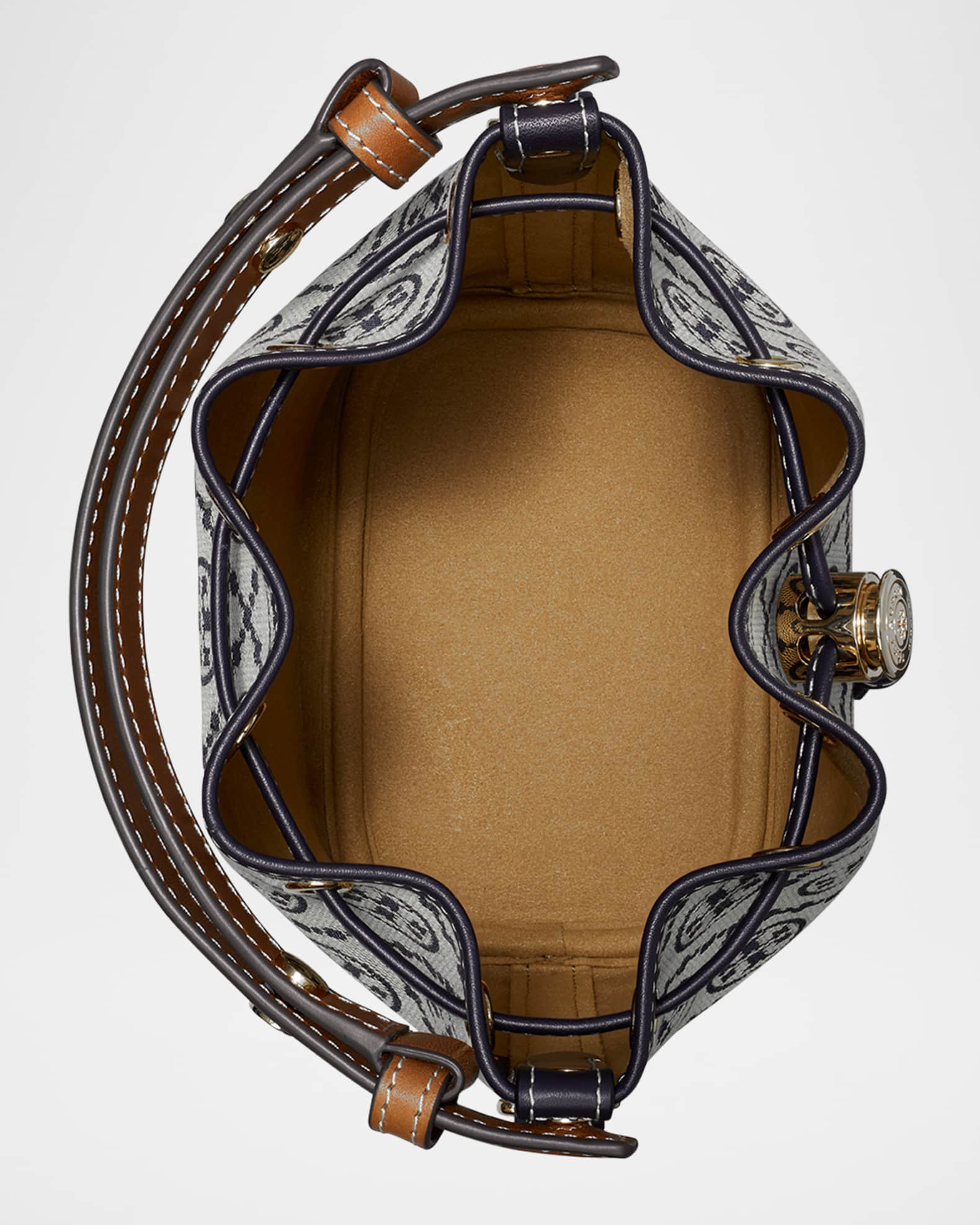 Tory Burch Mini T Monogram Canvas Bucket Bag | Neiman Marcus