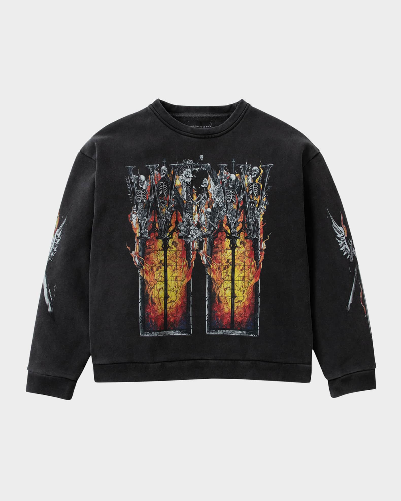 WHO DECIDES WAR Men's Chapel Screen Printed Sweater | Neiman Marcus
