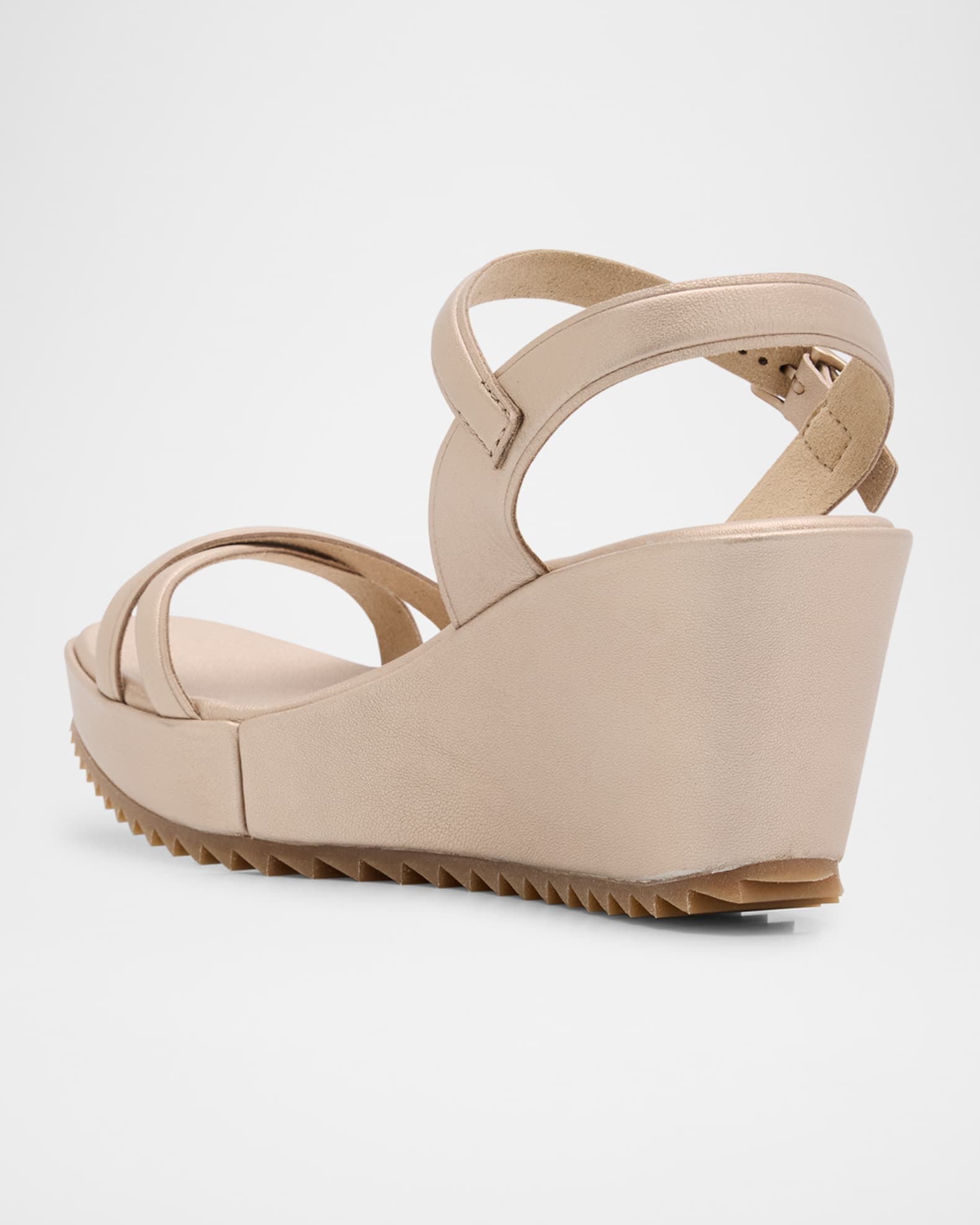 Pedro Garcia Finoa Metallic Leather Low Wedge Sandals | Neiman Marcus