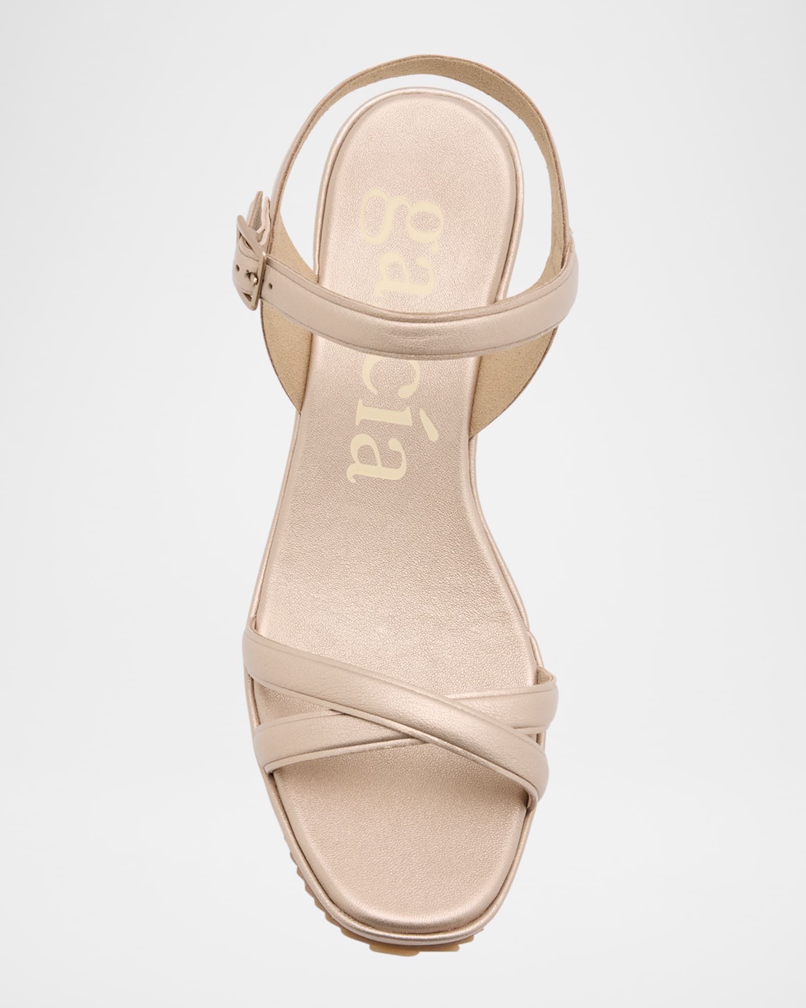 Pedro Garcia Finoa Metallic Leather Low Wedge Sandals | Neiman Marcus